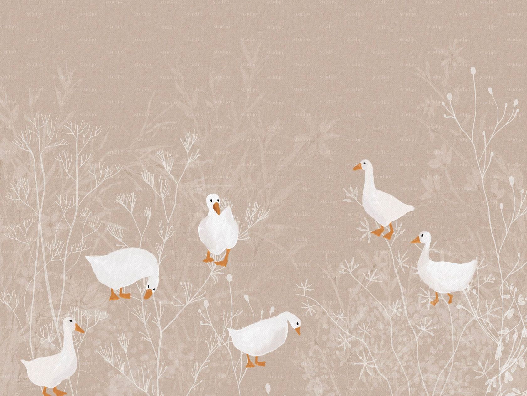 DUCKS AND GEESE Motif kids wallpaper By Studijo | design Josipa Maras