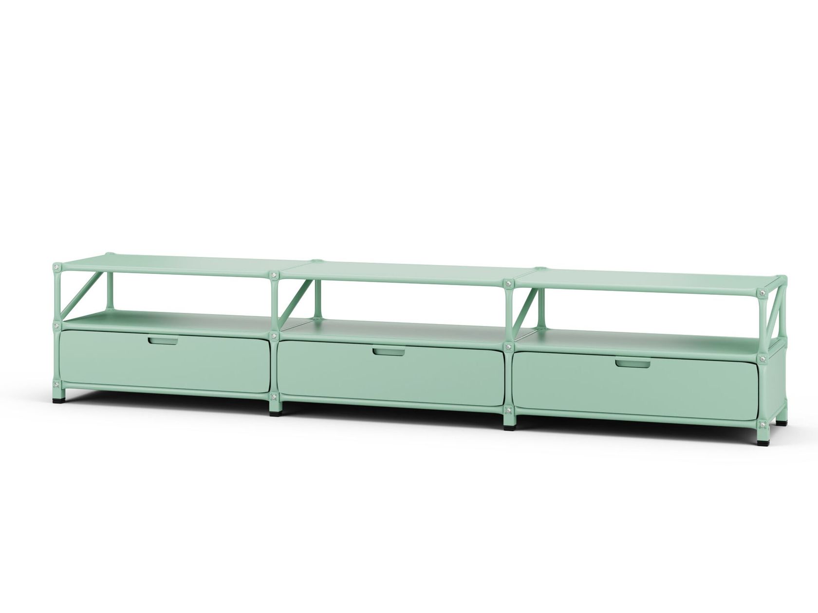 LOWBOARD WEIßGRÜN Low metal office storage unit By System 180