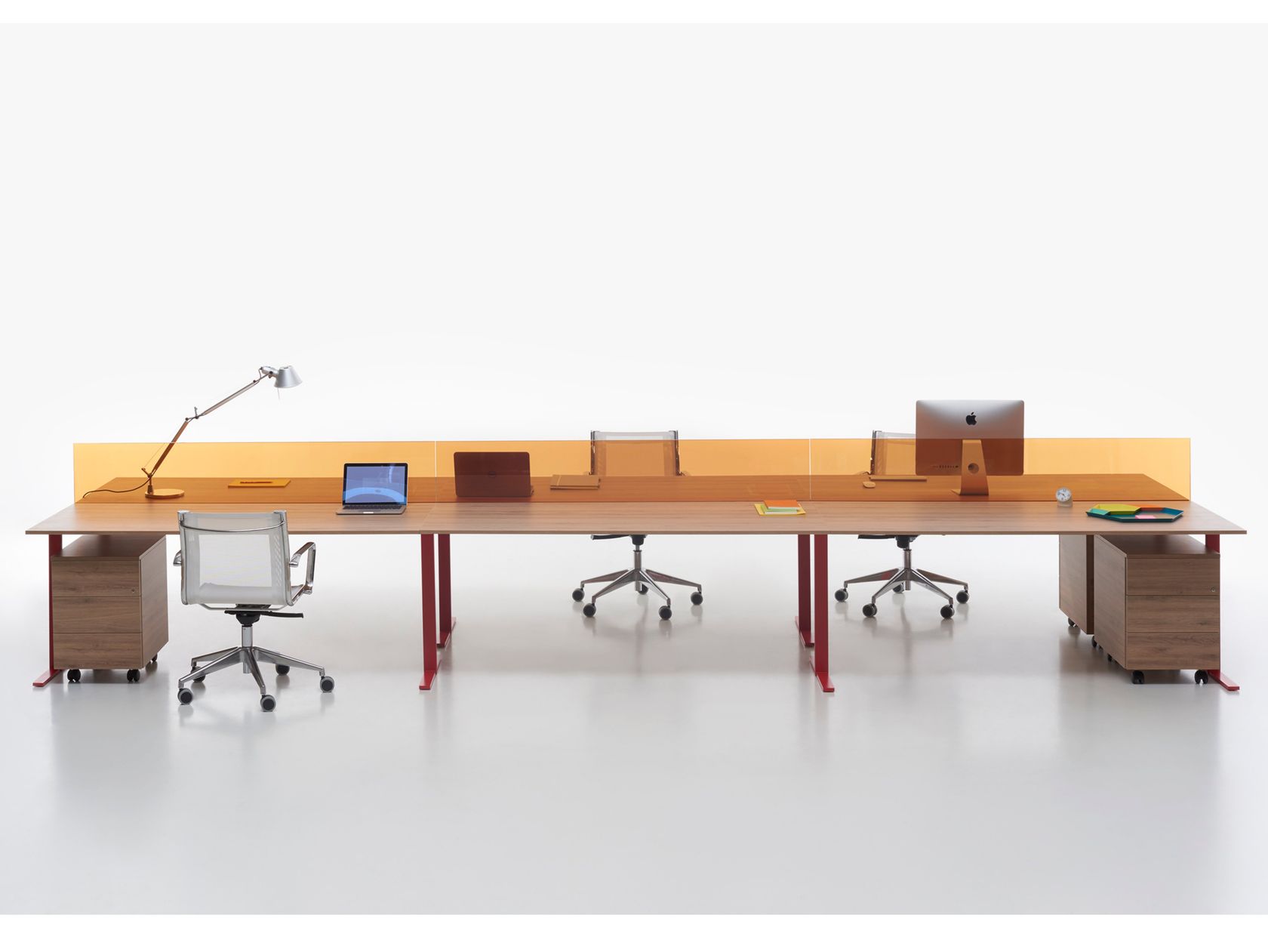 T-LEG Multiple wooden office desk with desk screens By Manerba | design ...