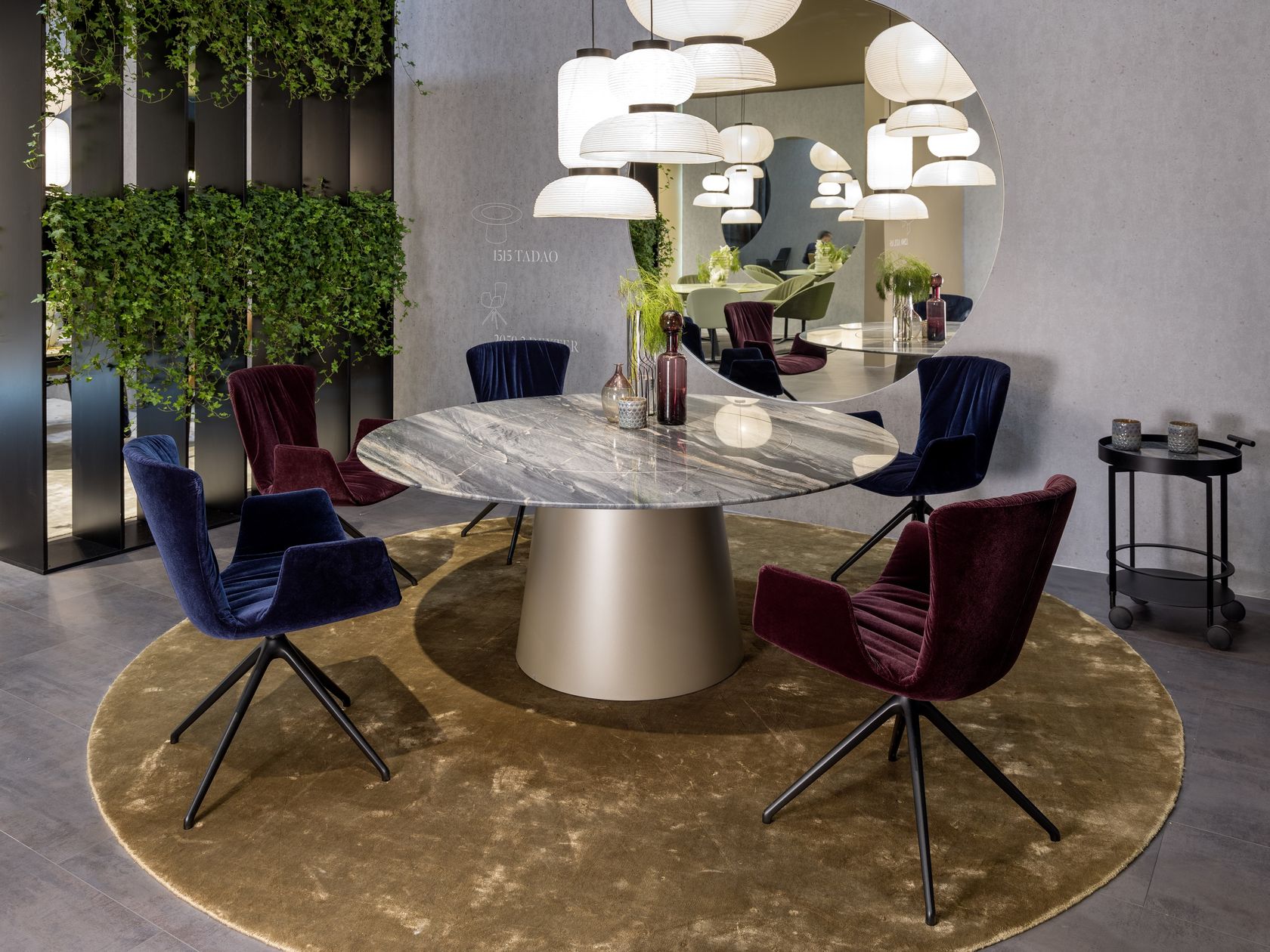 TADAO III Round natural stone table with Lazy Susan By Draenert ...