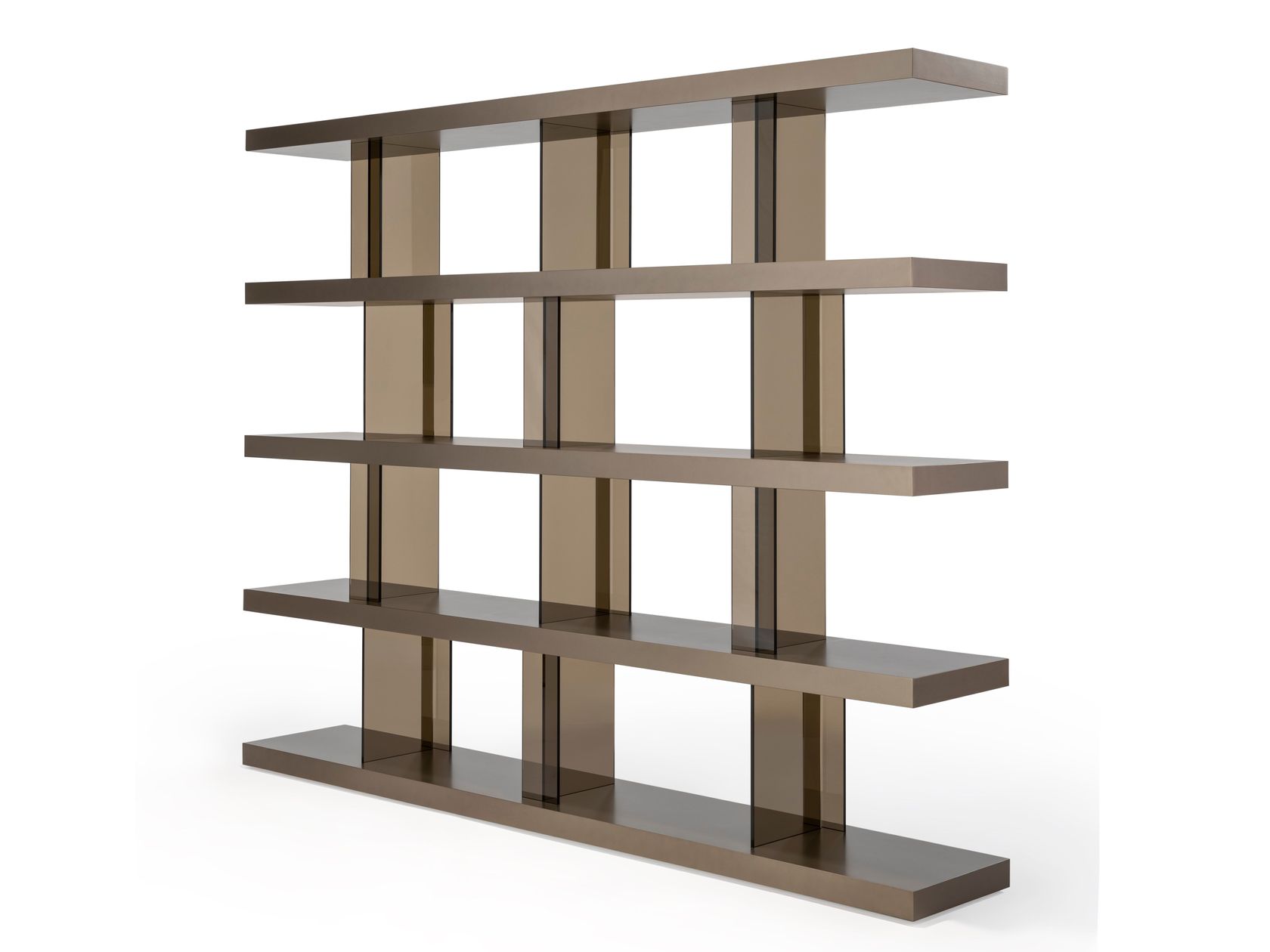 Open modular wood and glass bookcase TANGO T By Reflex
