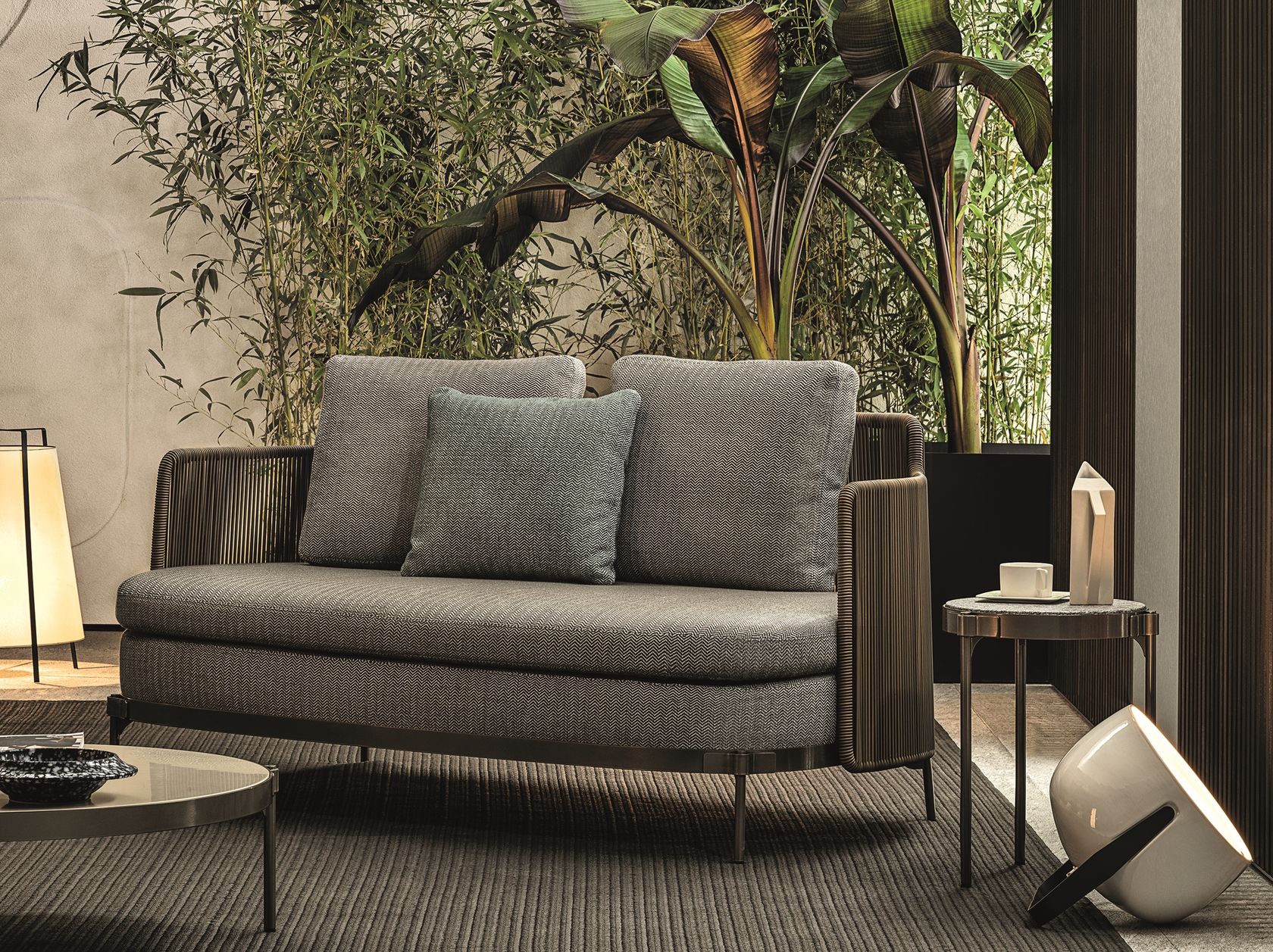 TAPE CORD OUTDOOR | 2 seater garden sofa By Minotti design Nendo