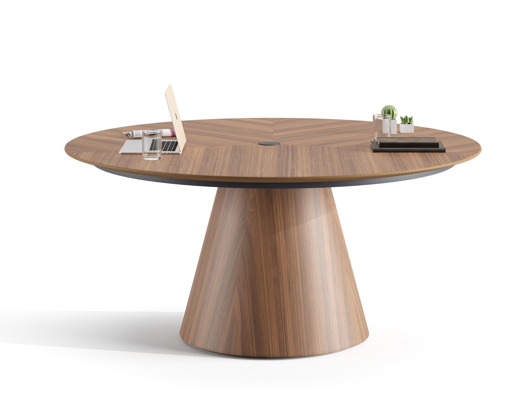 TEAR Tavolo da riunione rotondo in legno impiallacciato By Ersa