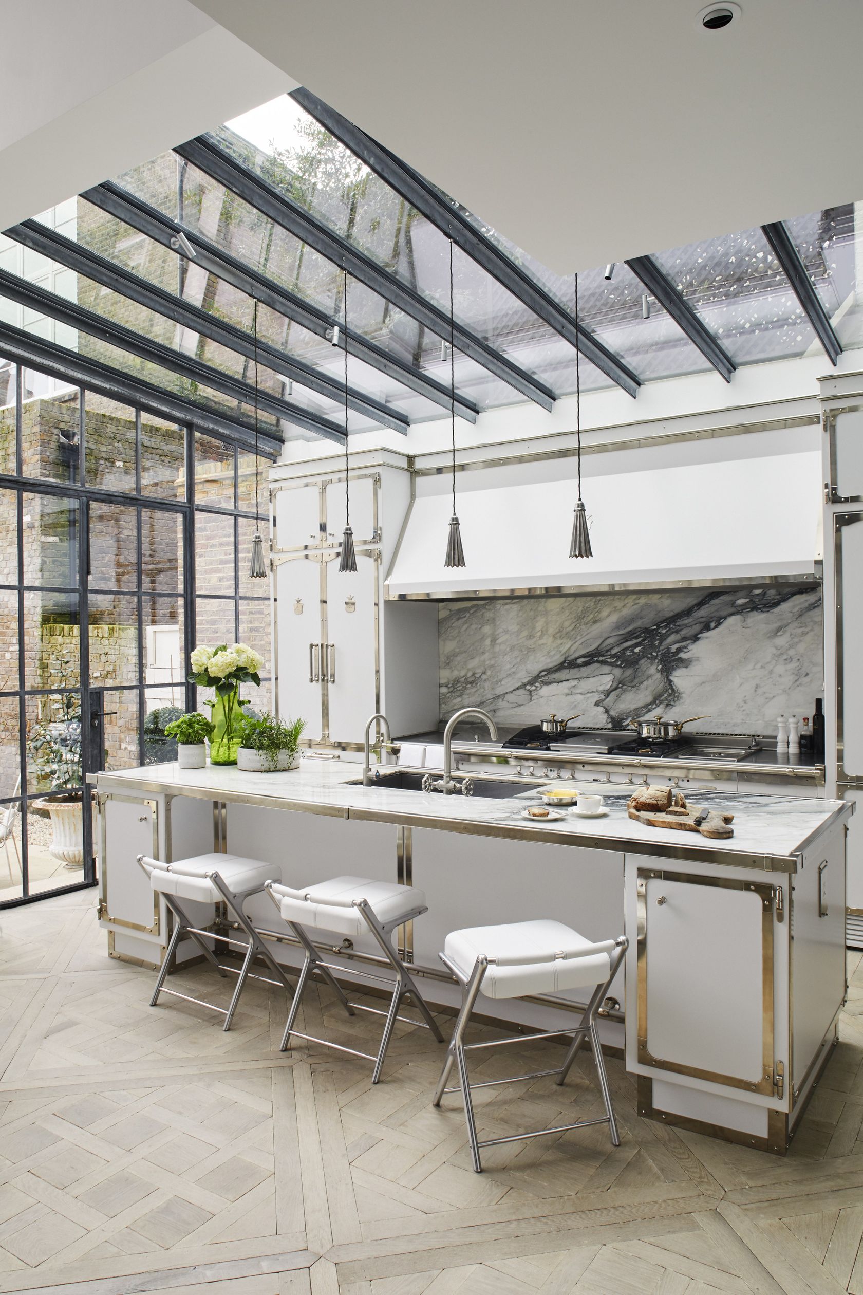 Professional steel kitchen with island THE ORANGERY By Officine Gullo