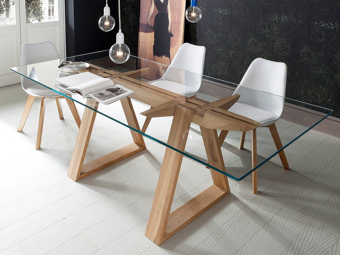 Rectangular tempered glass dining table TOKYO By AltaCorte