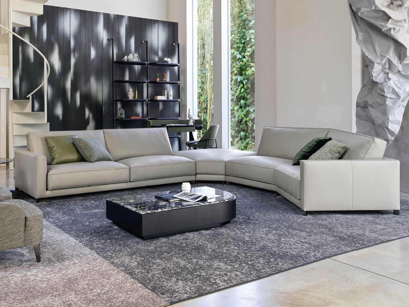 TOMMY | Curved sofa Corner curved leather sofa By BertO
