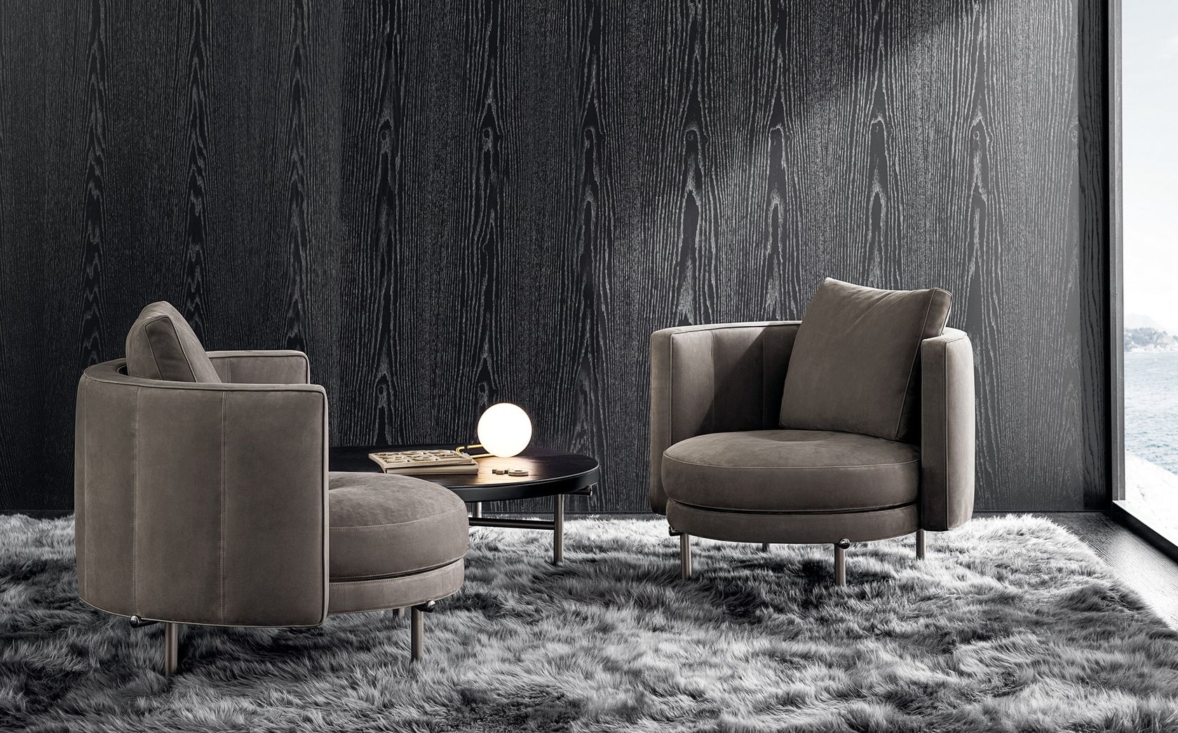 TORII Armchair with armrests By Minotti | design Nendo