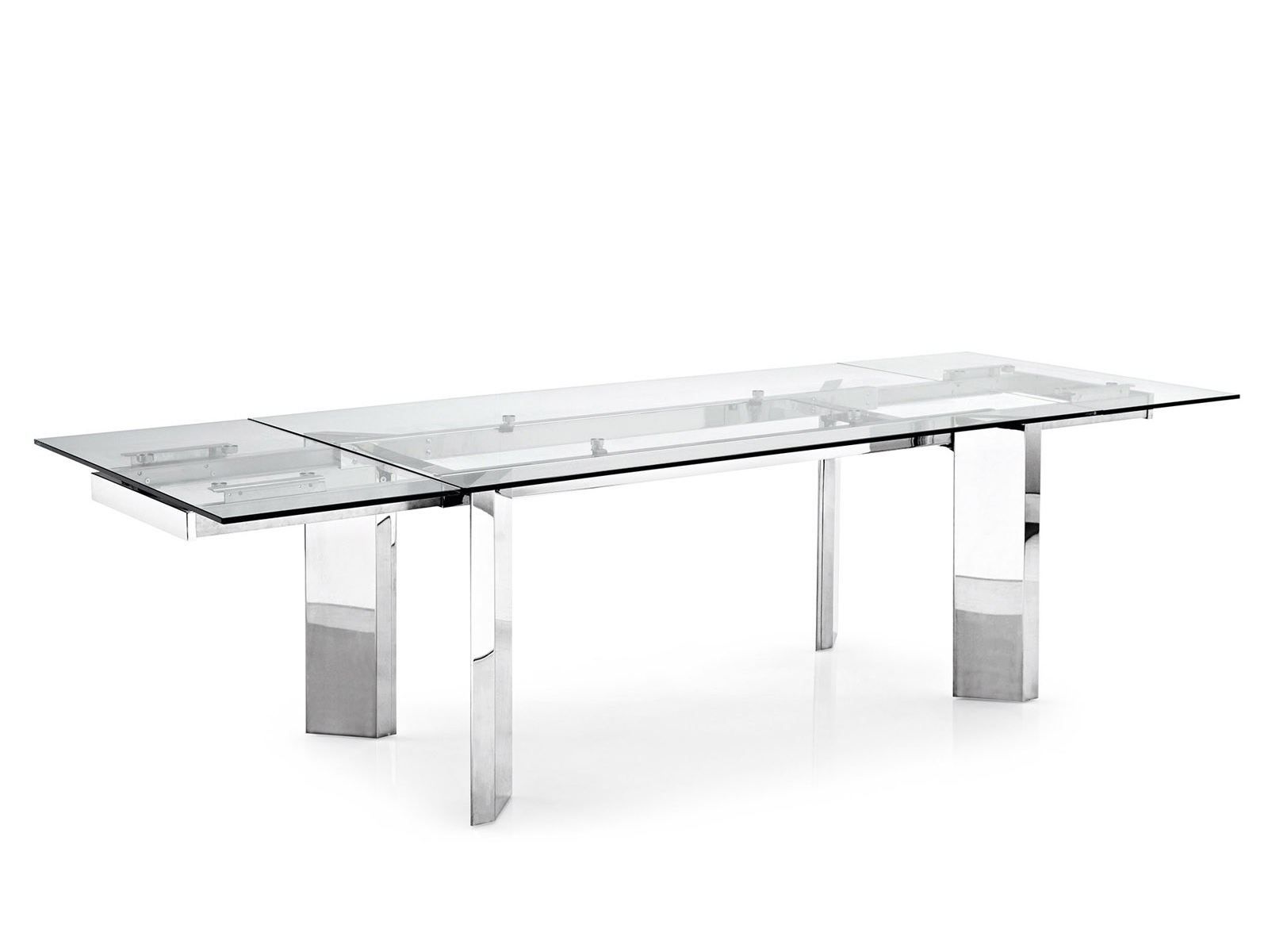 TOWER | Glass table Extending tempered glass table By Calligaris