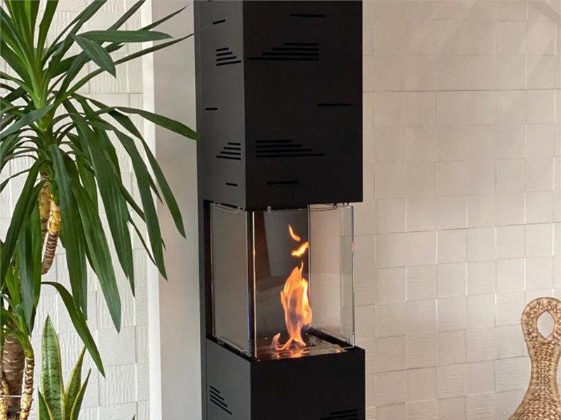 3-sided wall-mounted fireplace TOWER-T By bioKamino