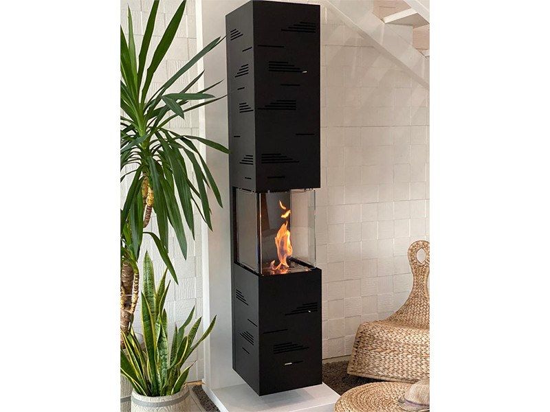 3-sided wall-mounted fireplace TOWER-T By bioKamino
