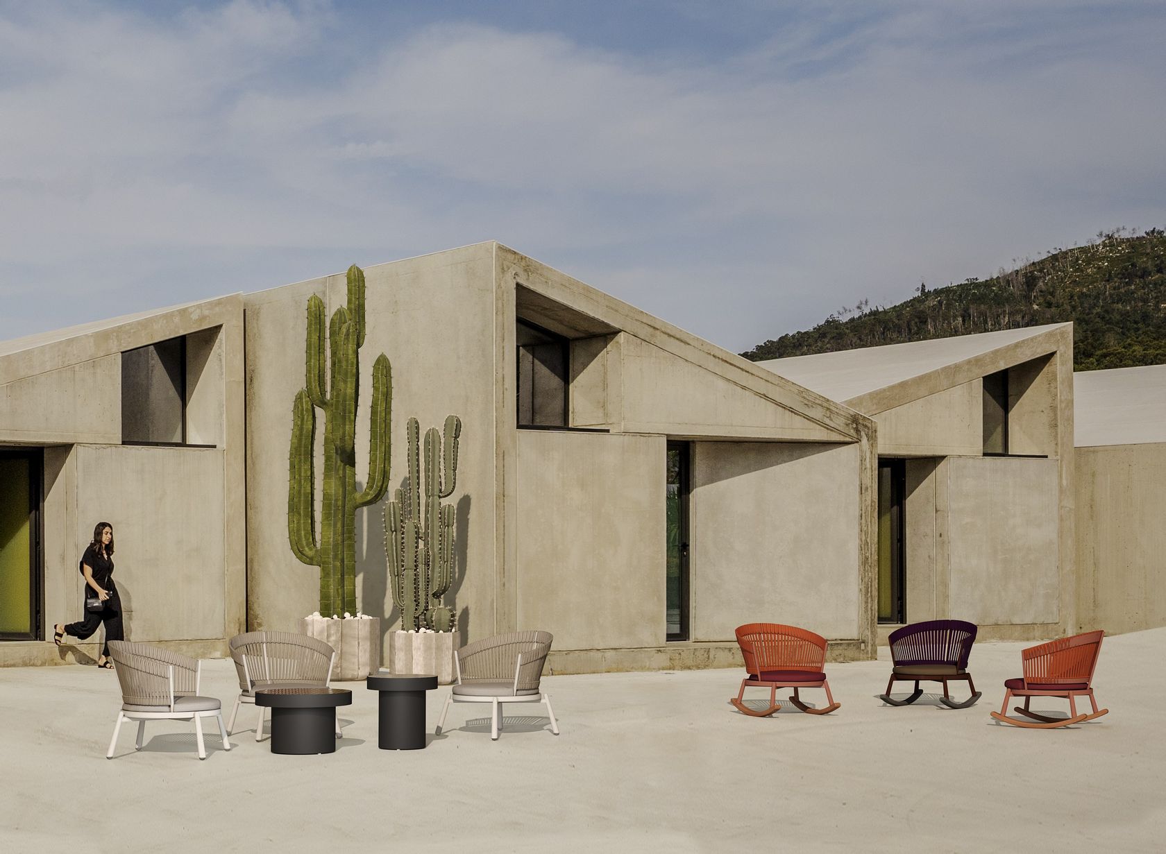 TURTLE Rocking rope and aluminium garden armchair By YAAZ