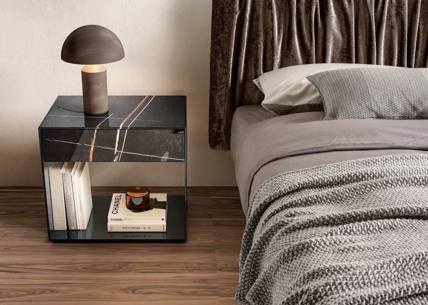 UPGLASS | Bedside table Rectangular bedside table with drawers By Lago