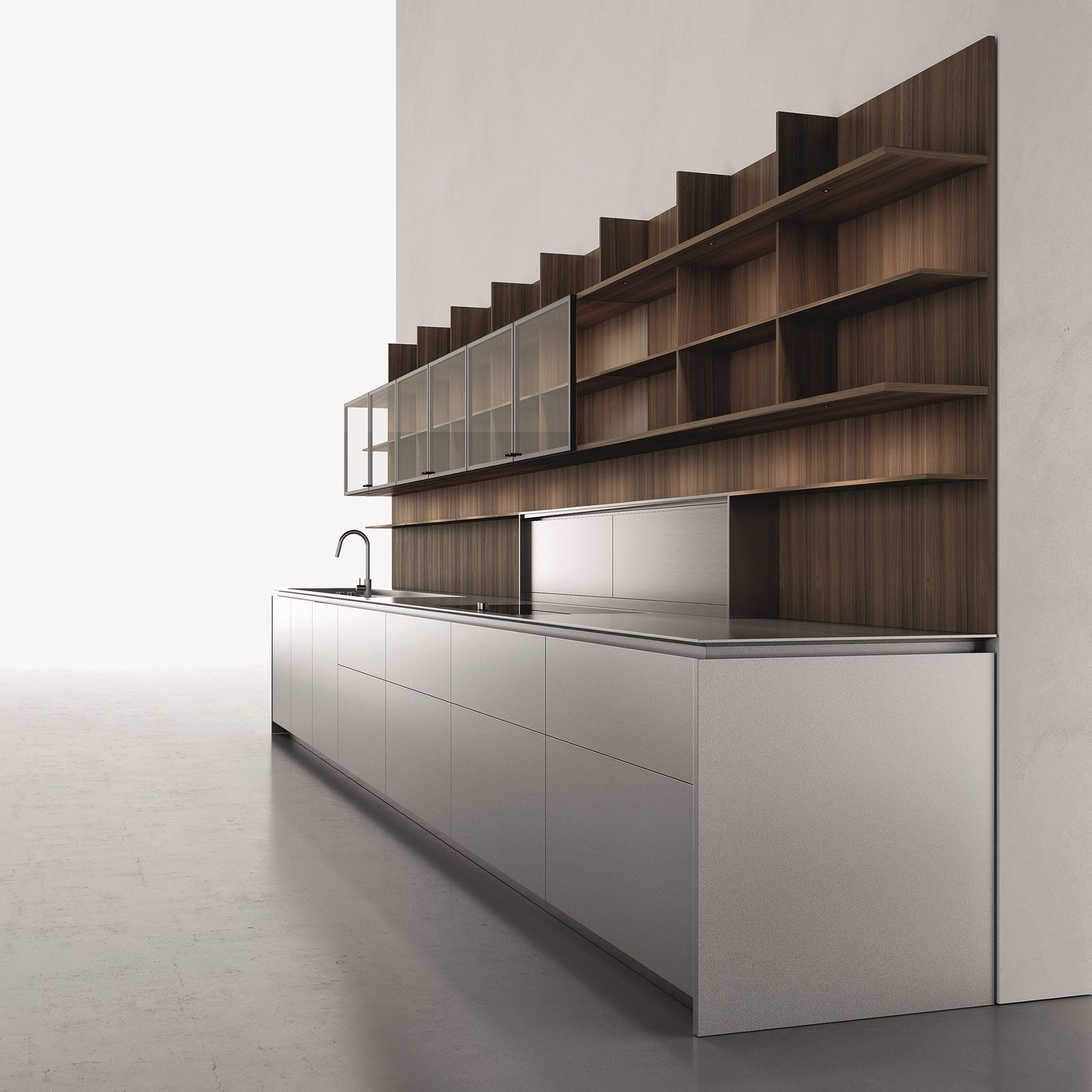 UPPER | Schienale per cucina in legno e vetro By Boffi design Piero Lissoni