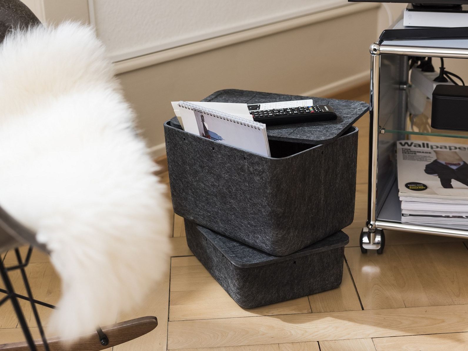 USM INOS BOX Polyester fibre storage box By USM | design Atelier Oï