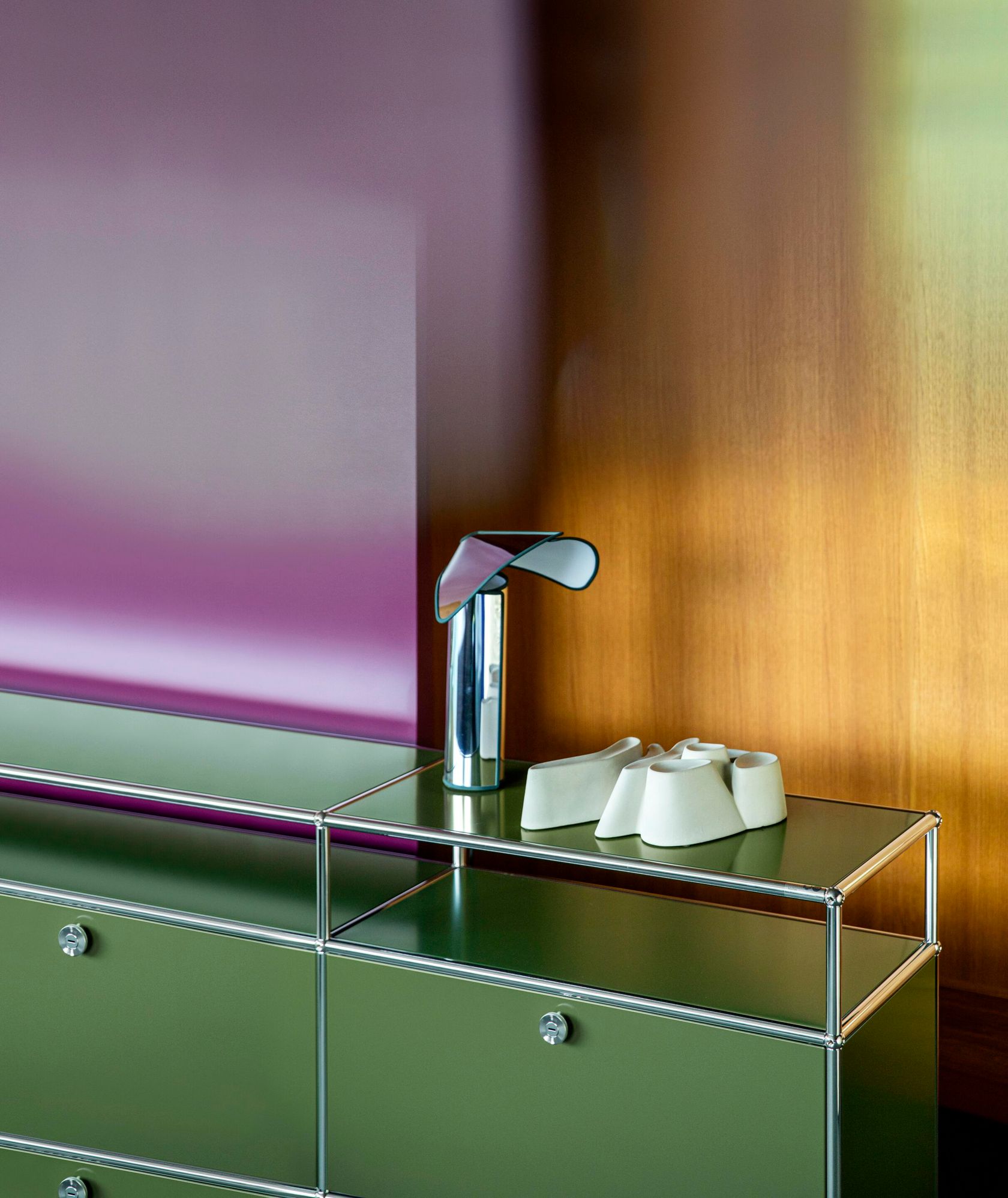 USM HALLER Modular metal sideboard with flap doors By USM