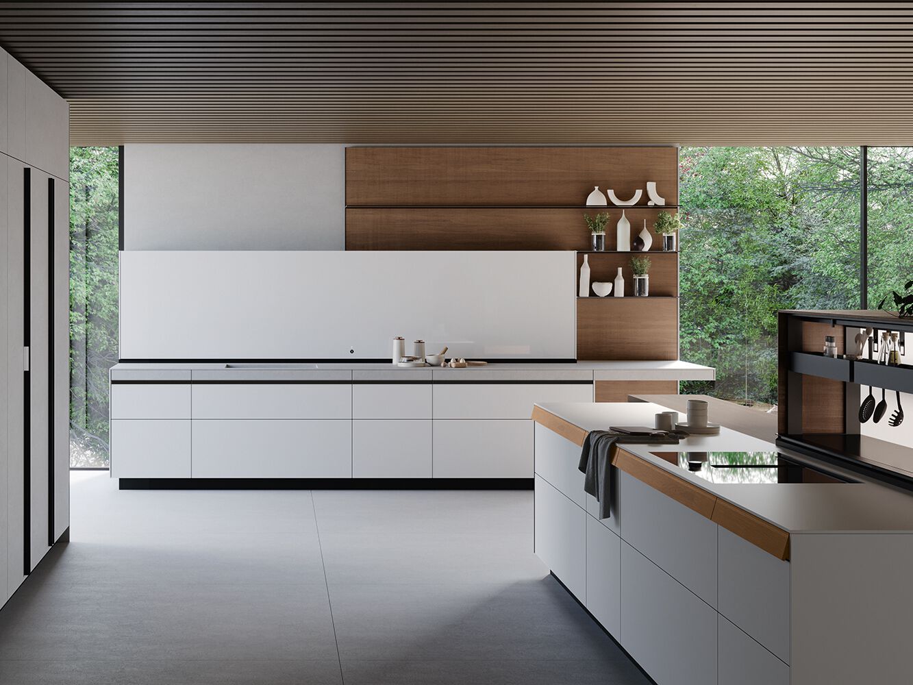 GENIUS LOCI V-MOTION Kitchen in matt slate glass with V-Motion By ...