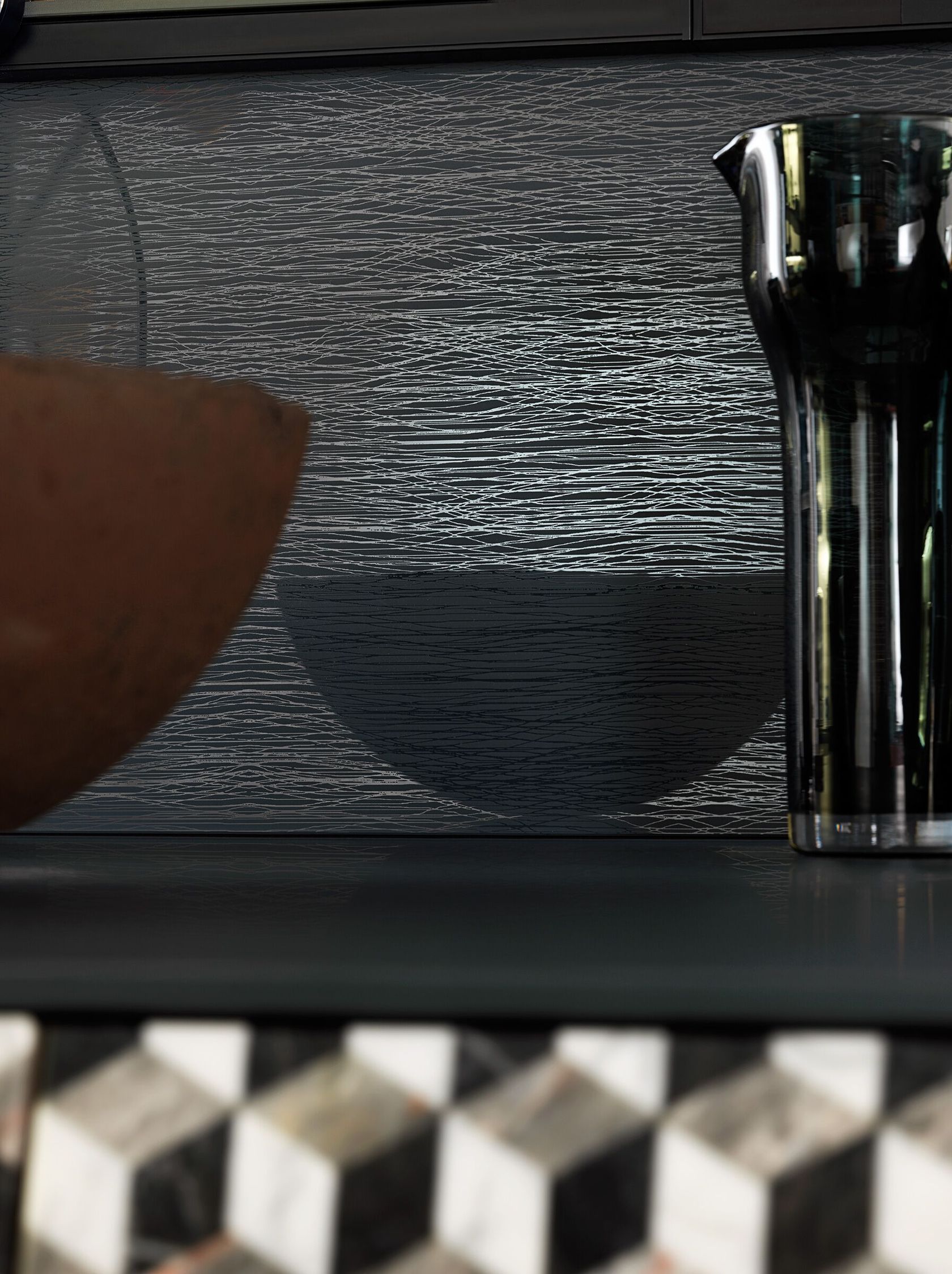 GENIUS LOCI V-MOTION Kitchen in matt slate glass with V-Motion By ...