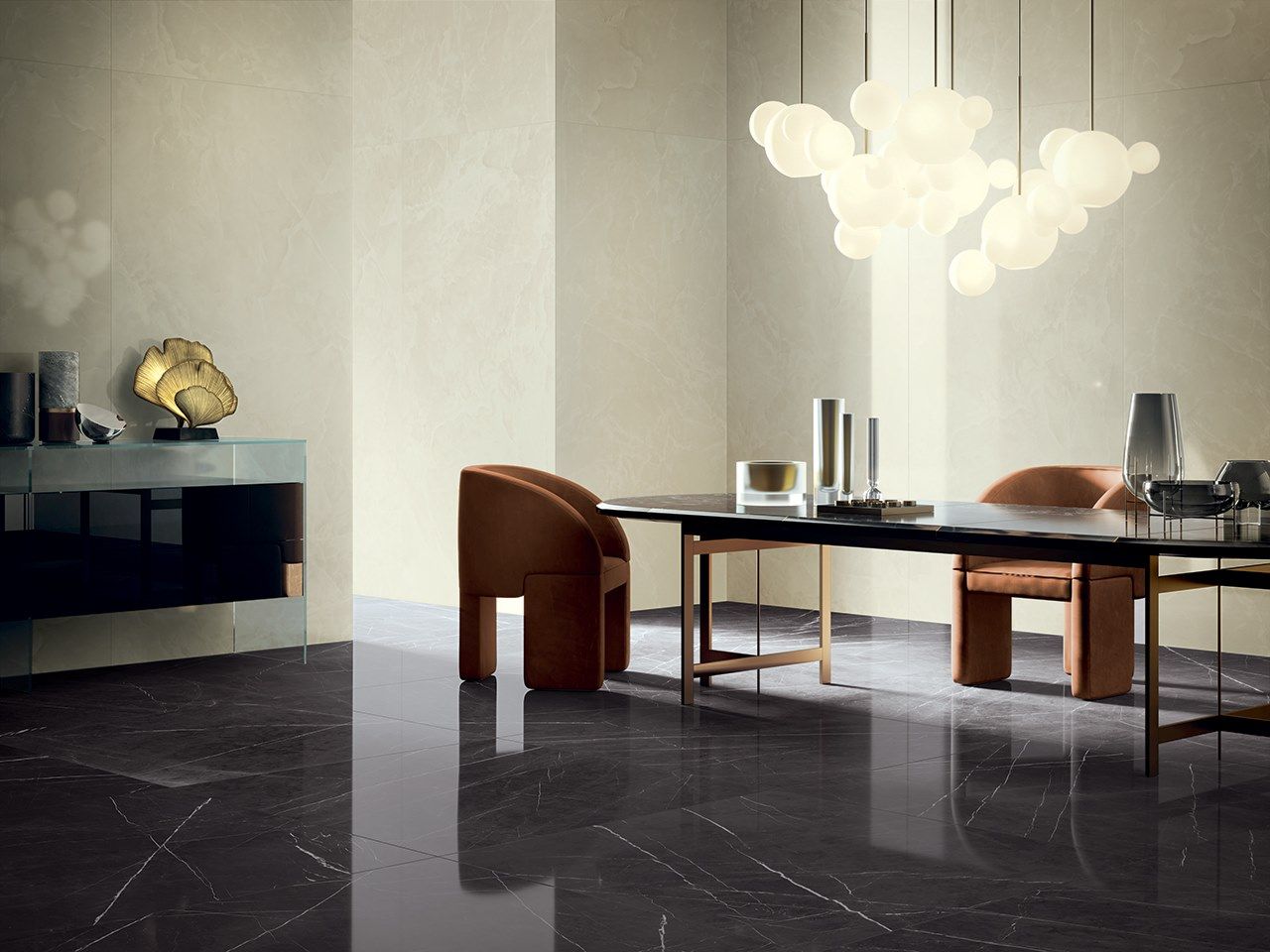 Laminated stoneware wall/floor tiles with marble effect VANITY ONICE ...