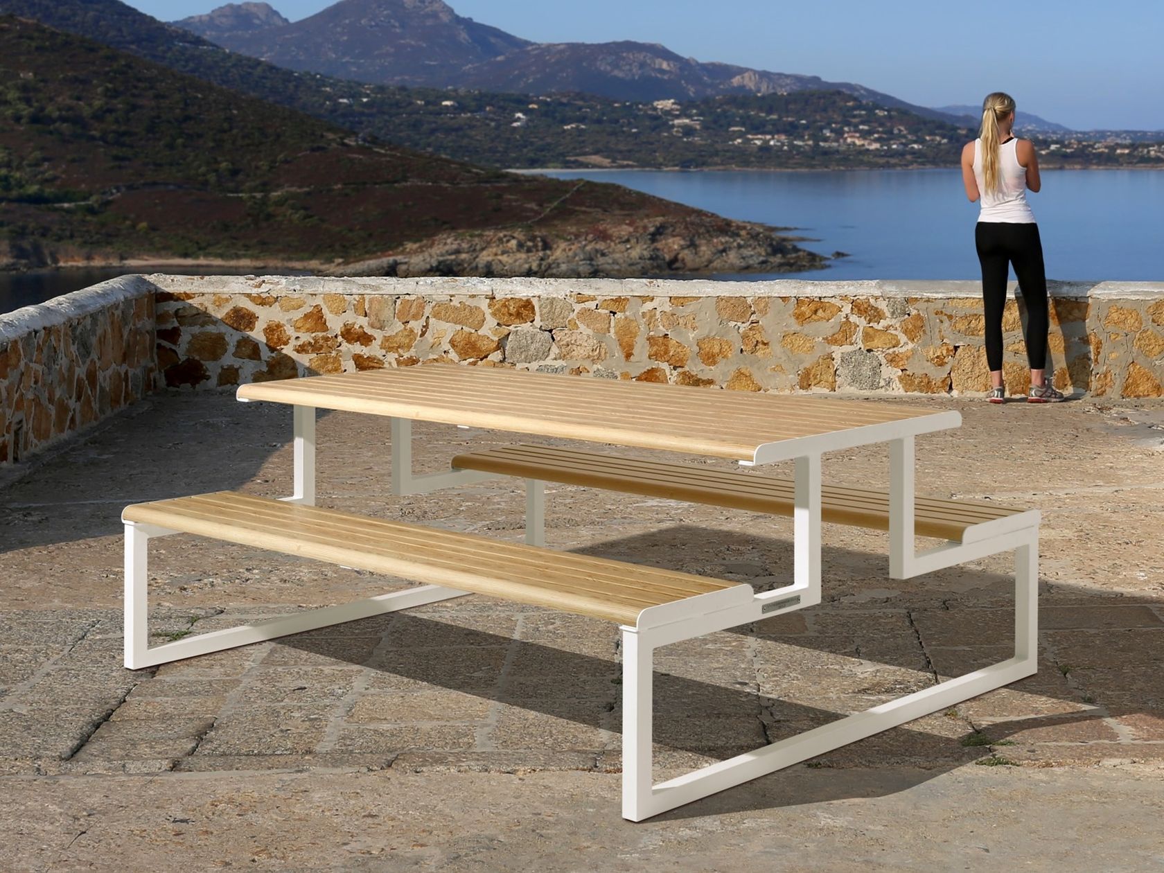 VENTIQUATTRORE.H24 Rectangular picnic table with integrated benches By ...