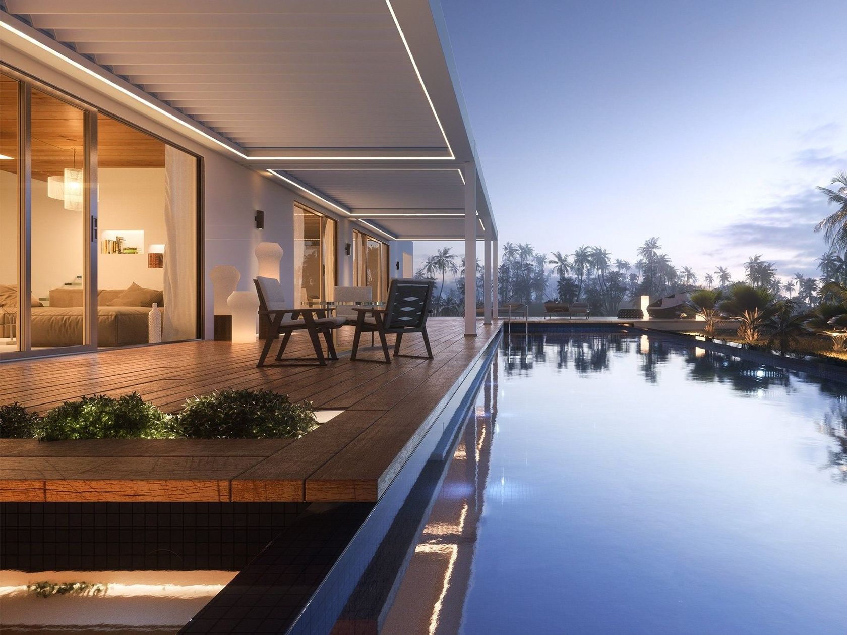 VENTUR Aluminium pergola with adjustable louvers with built-in lights ...