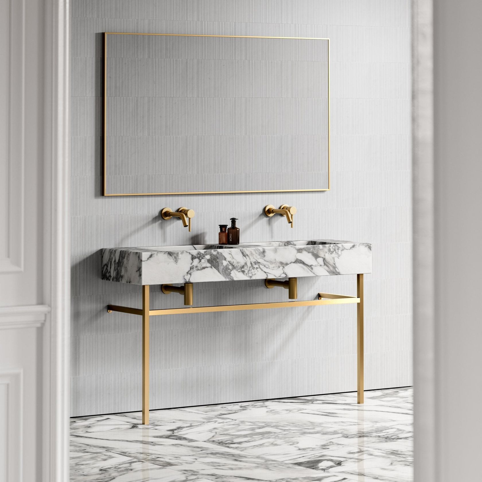 VERNANTE | Console sink with integrated washbasin By LUSSO