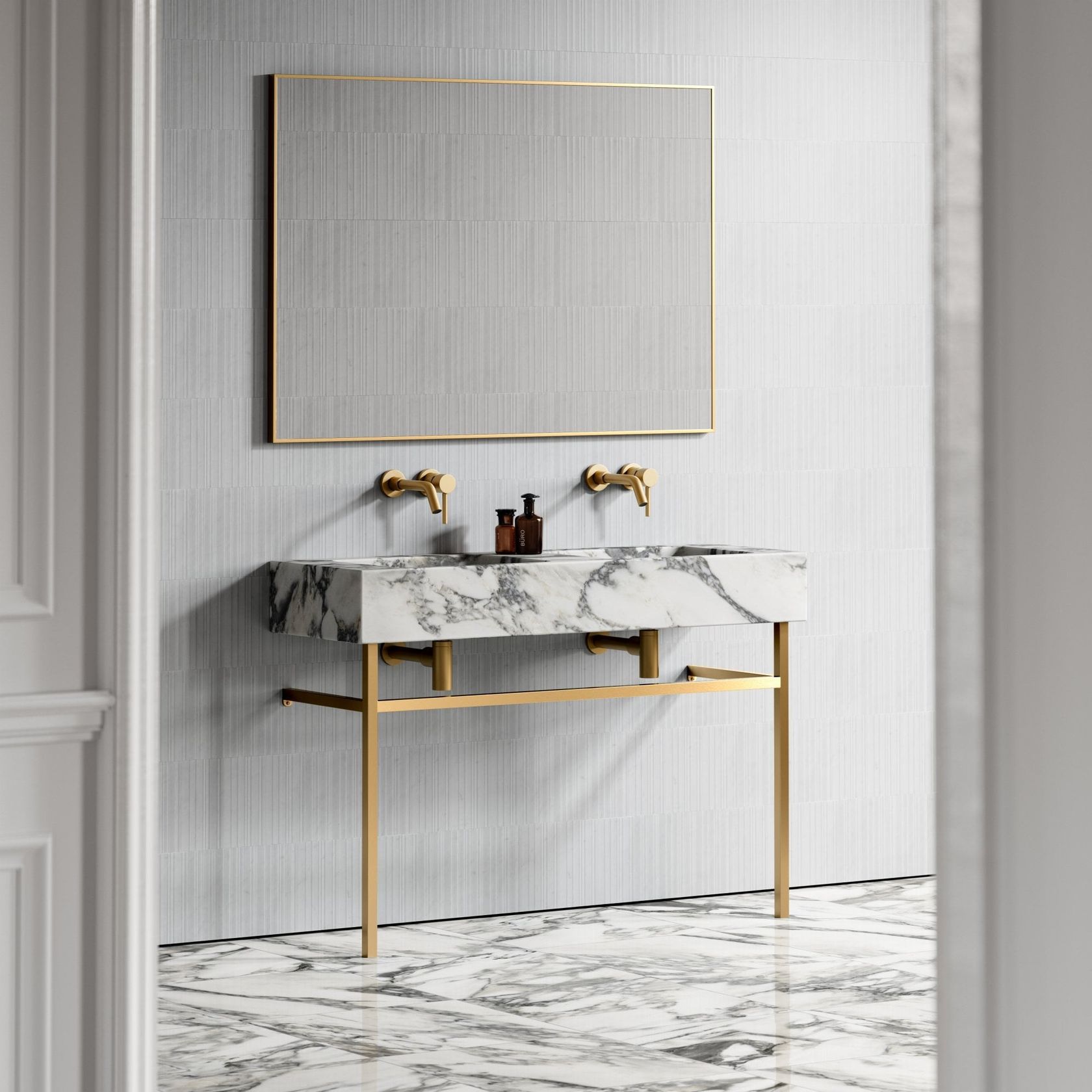 VERNANTE | Console sink with integrated washbasin By LUSSO