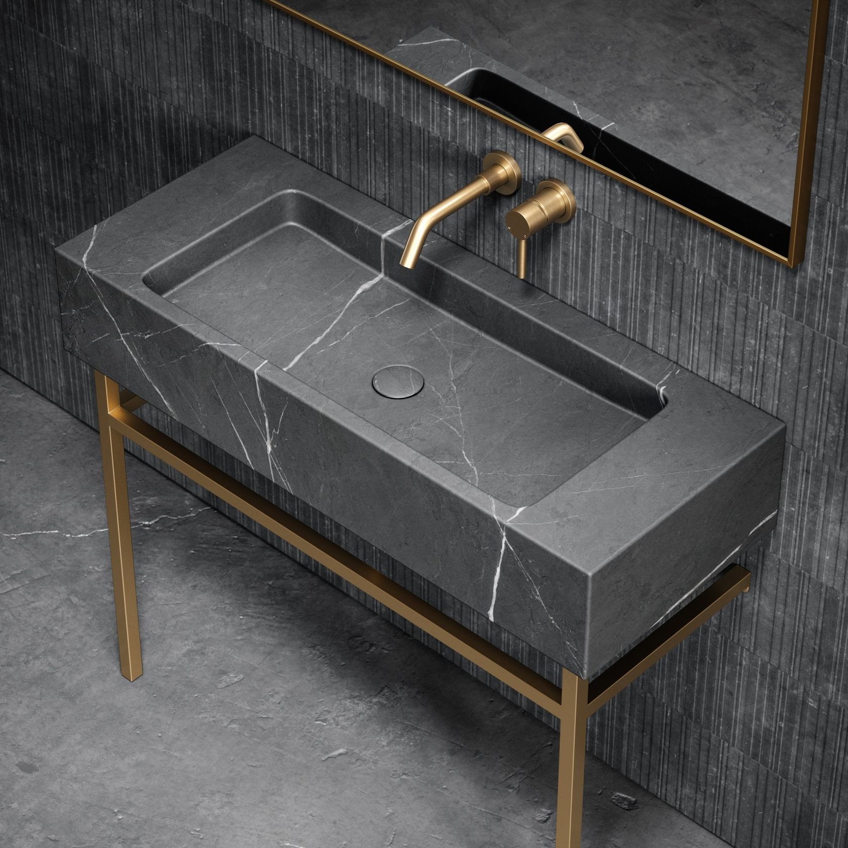 VERNANTE | Pietra Grey marble console sink By LUSSO