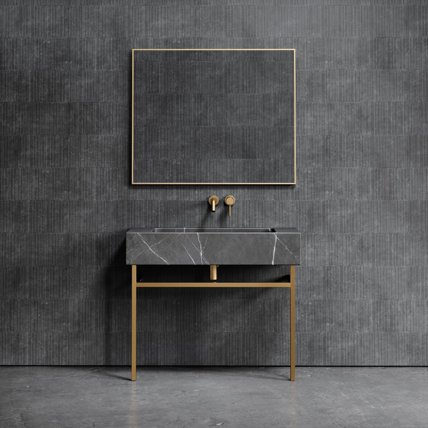 VERNANTE | Pietra Grey marble console sink By LUSSO