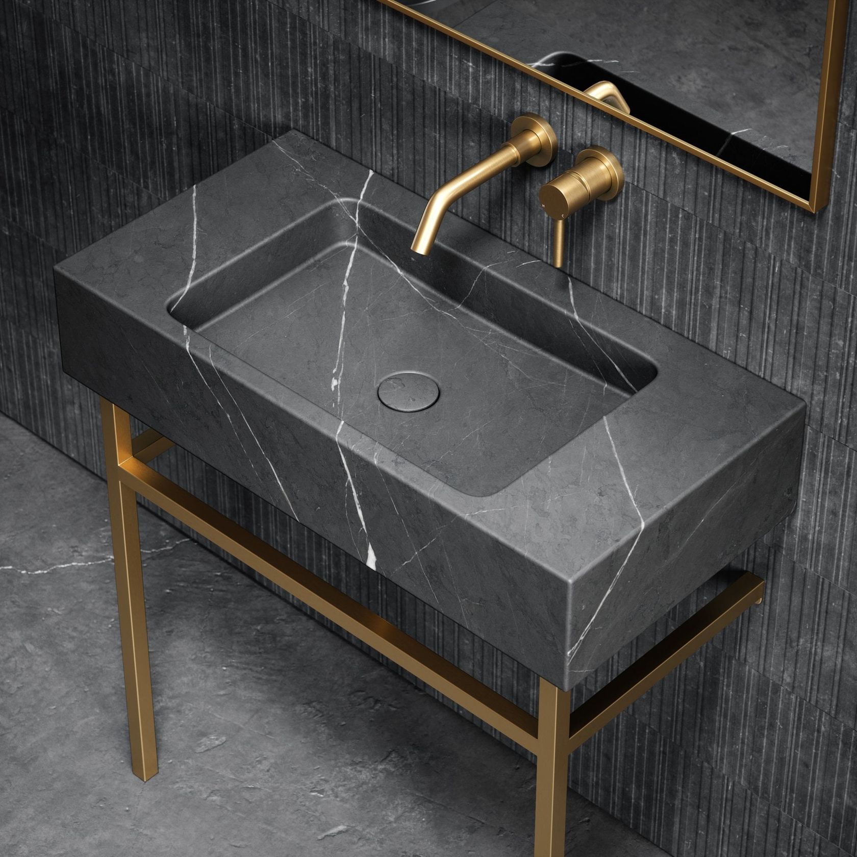 VERNANTE | Pietra Grey marble console sink By LUSSO