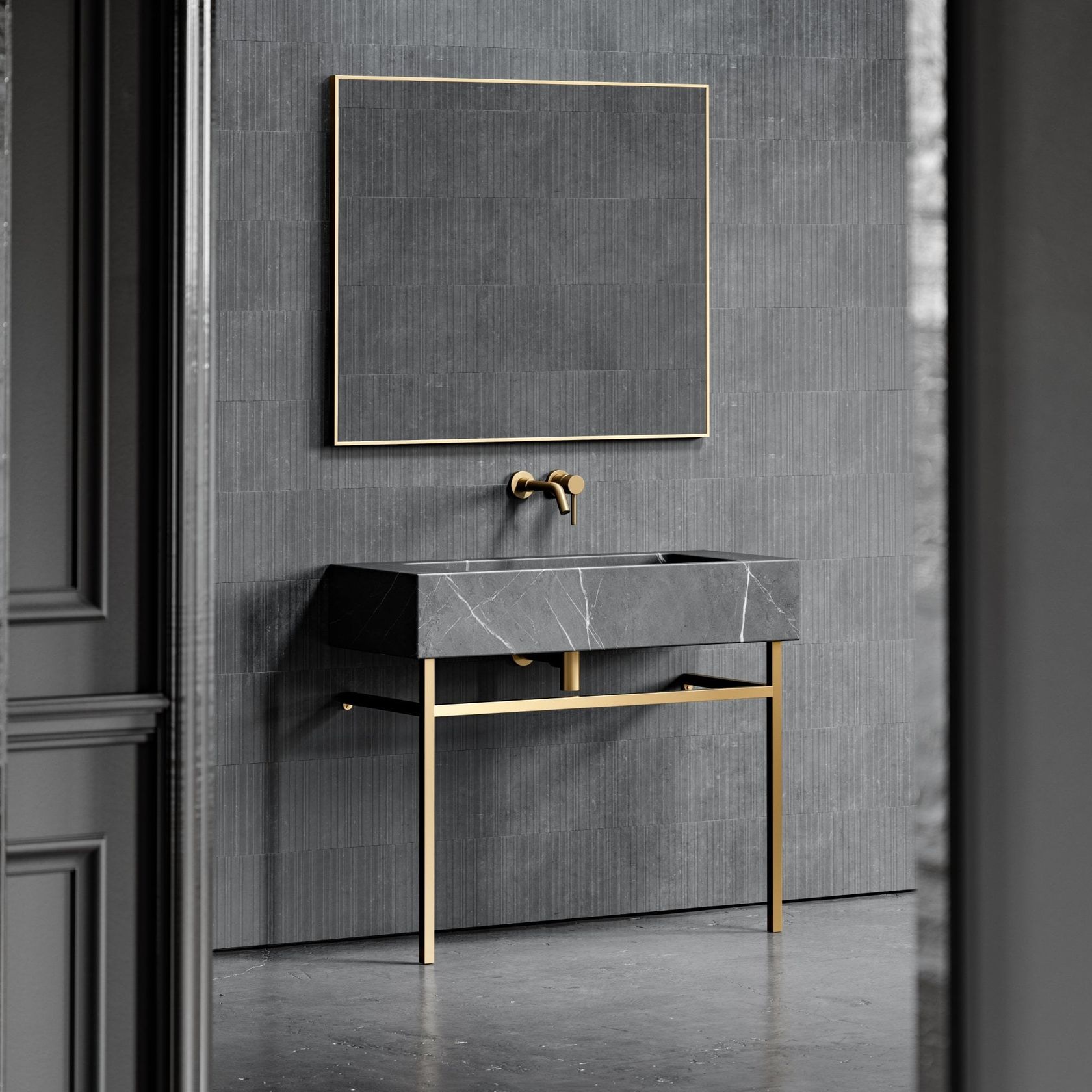 VERNANTE | Pietra Grey marble console sink By LUSSO