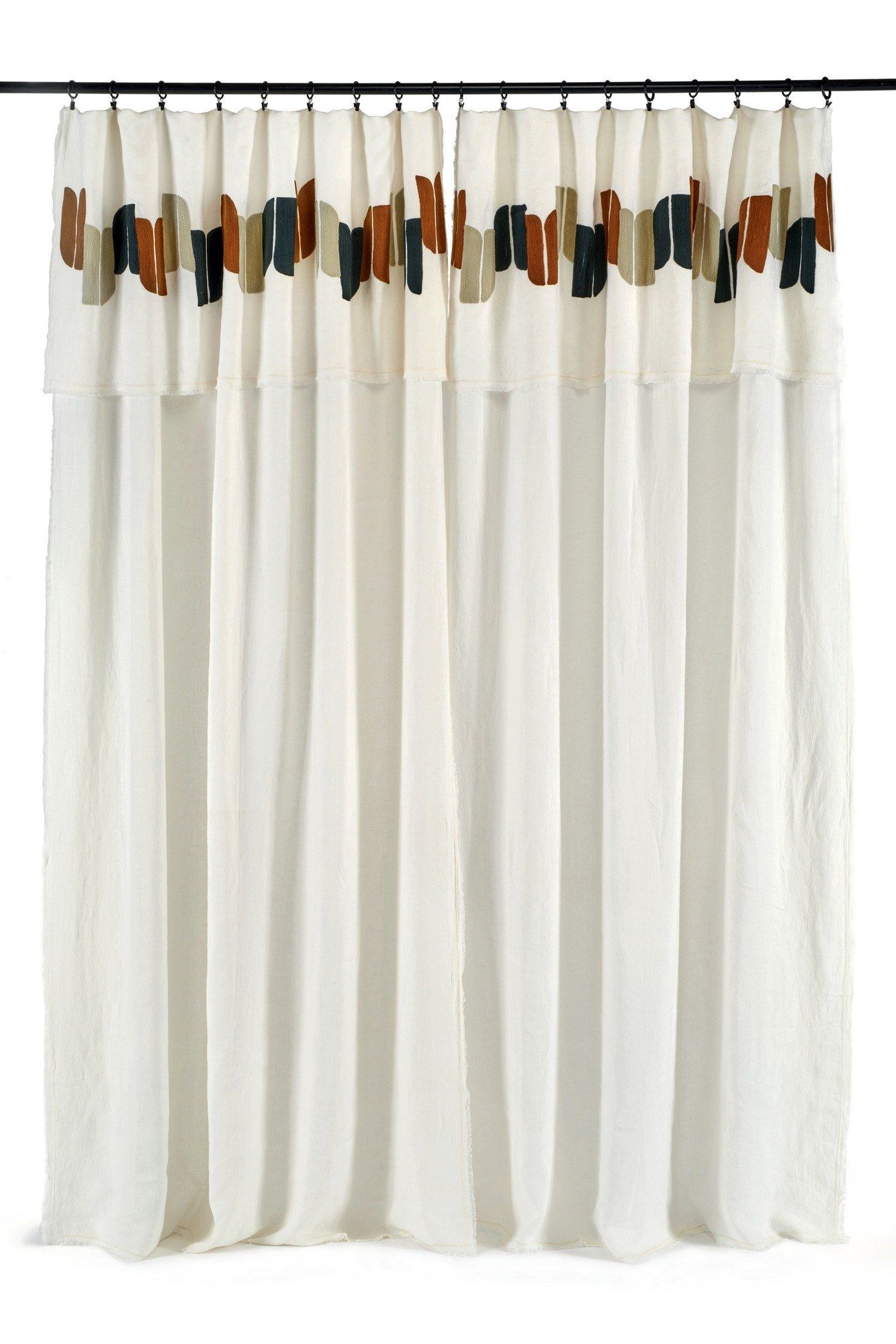 Embroidered linen curtain VERTIGO By Élitis