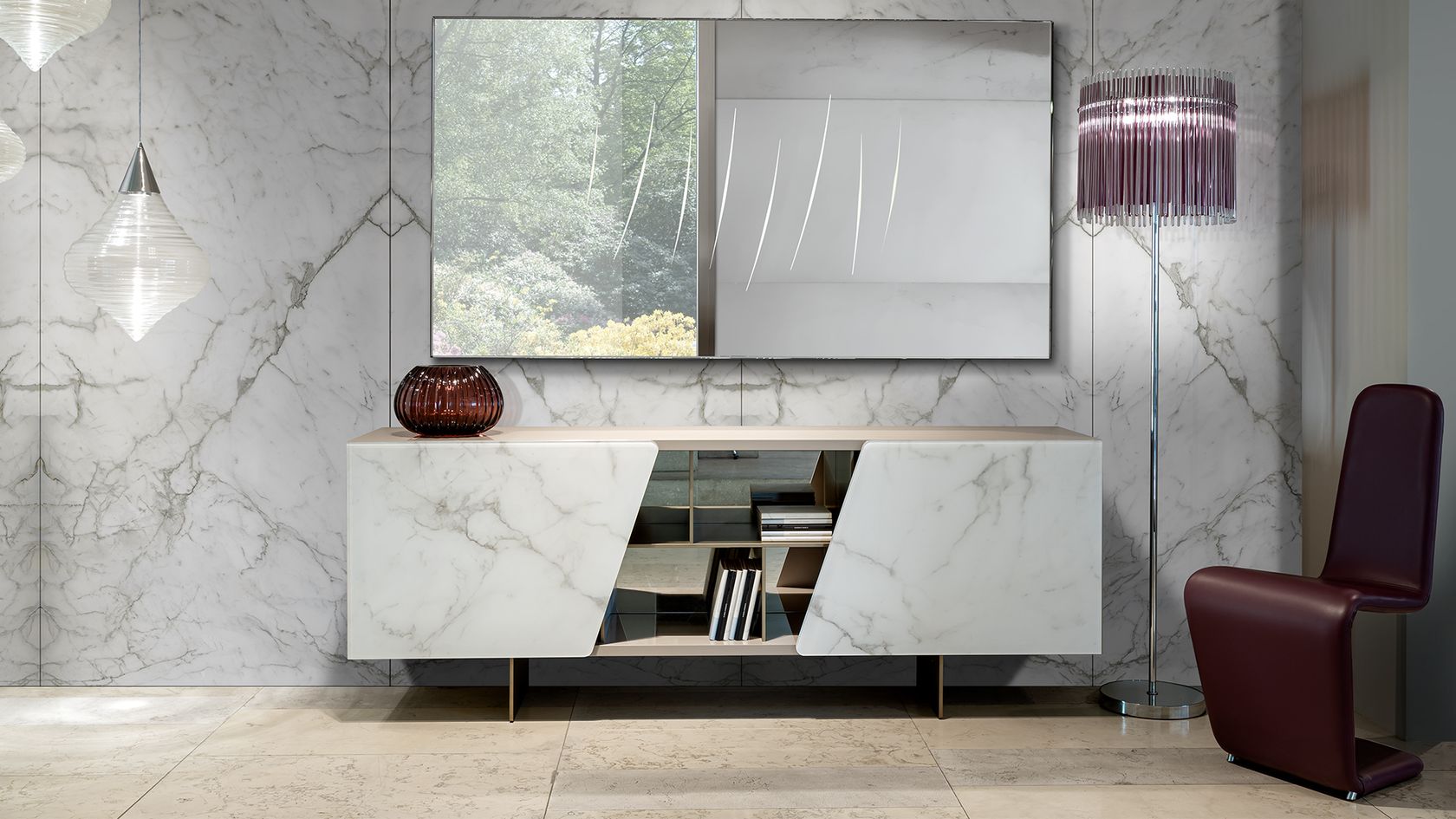 VERTIGO Glass sideboard with sliding doors By Reflex | design Riccardo ...