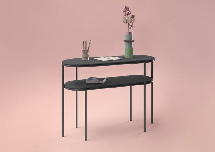 Console table with shelving VICE-VERSA By Cider Edition design Elisabeth Hertzfeld