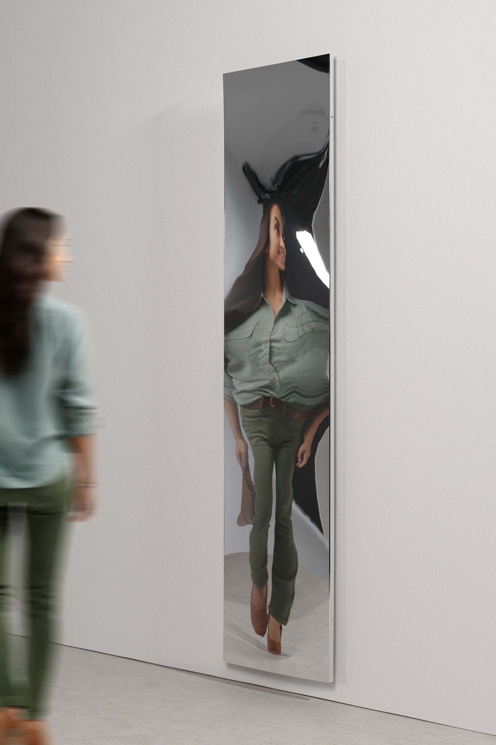 DISTORTING MIRROR 200x45 Rectangular wall-mounted hall mirror By VIDAME ...
