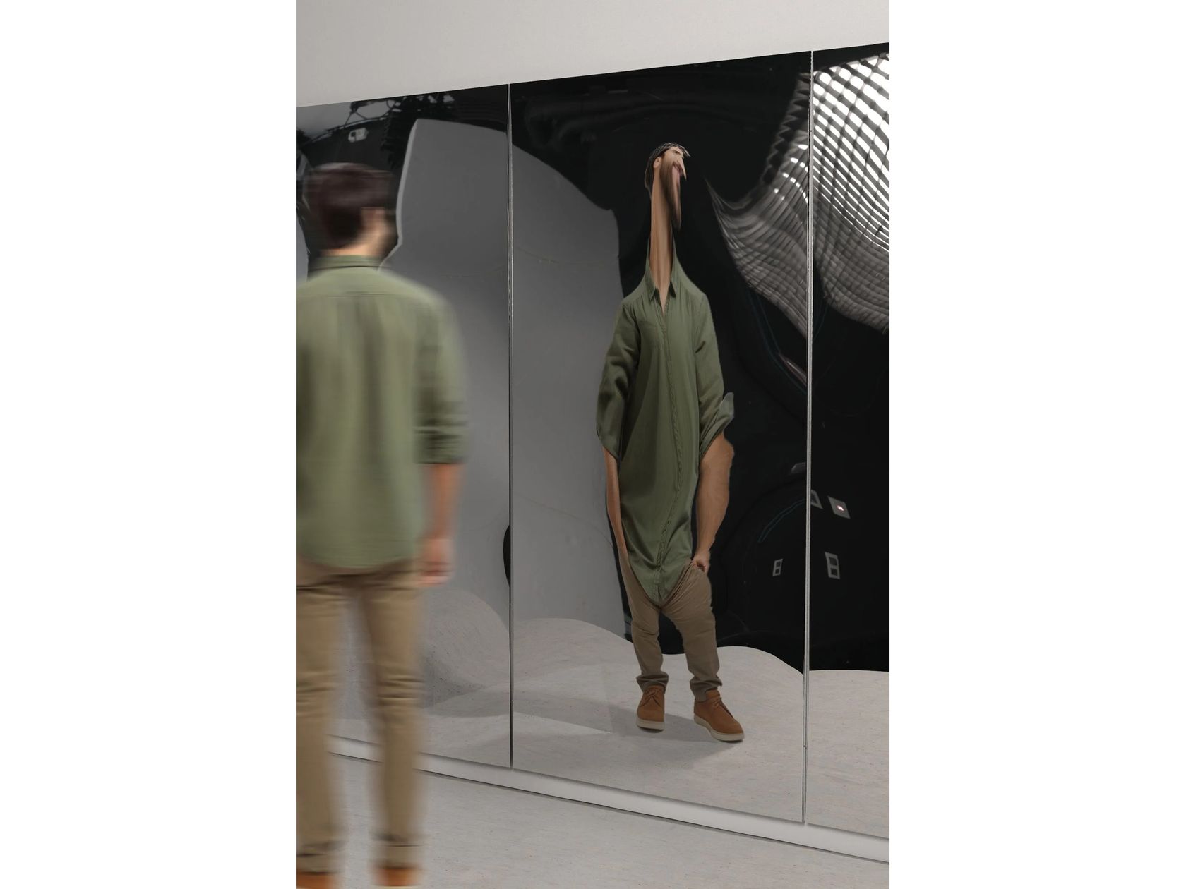 DISTORTING MIRROR WALL PANEL Rectangular mirror By VIDAME EDITIONS