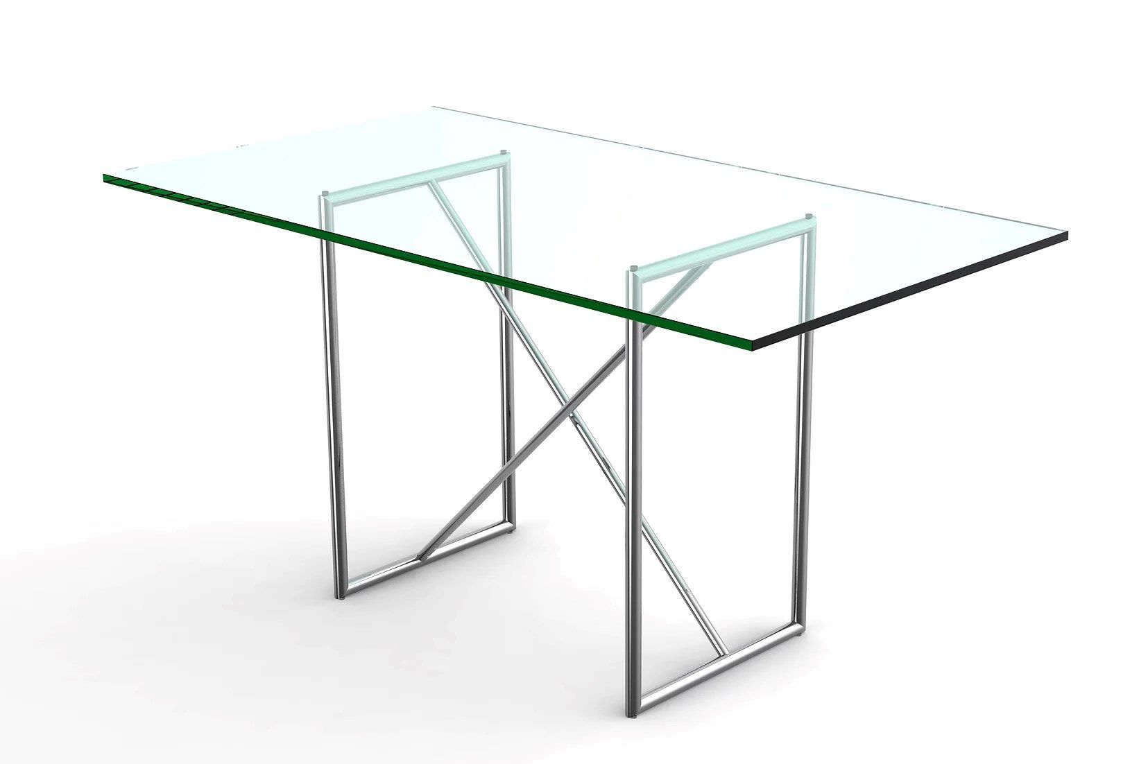 VIENNA Rectangular glass and steel table By OMK