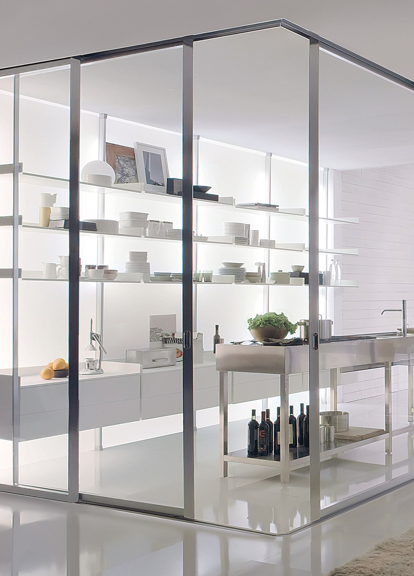 Glass sliding door VISTA By ALBED by Delmonte design Massimo Luca