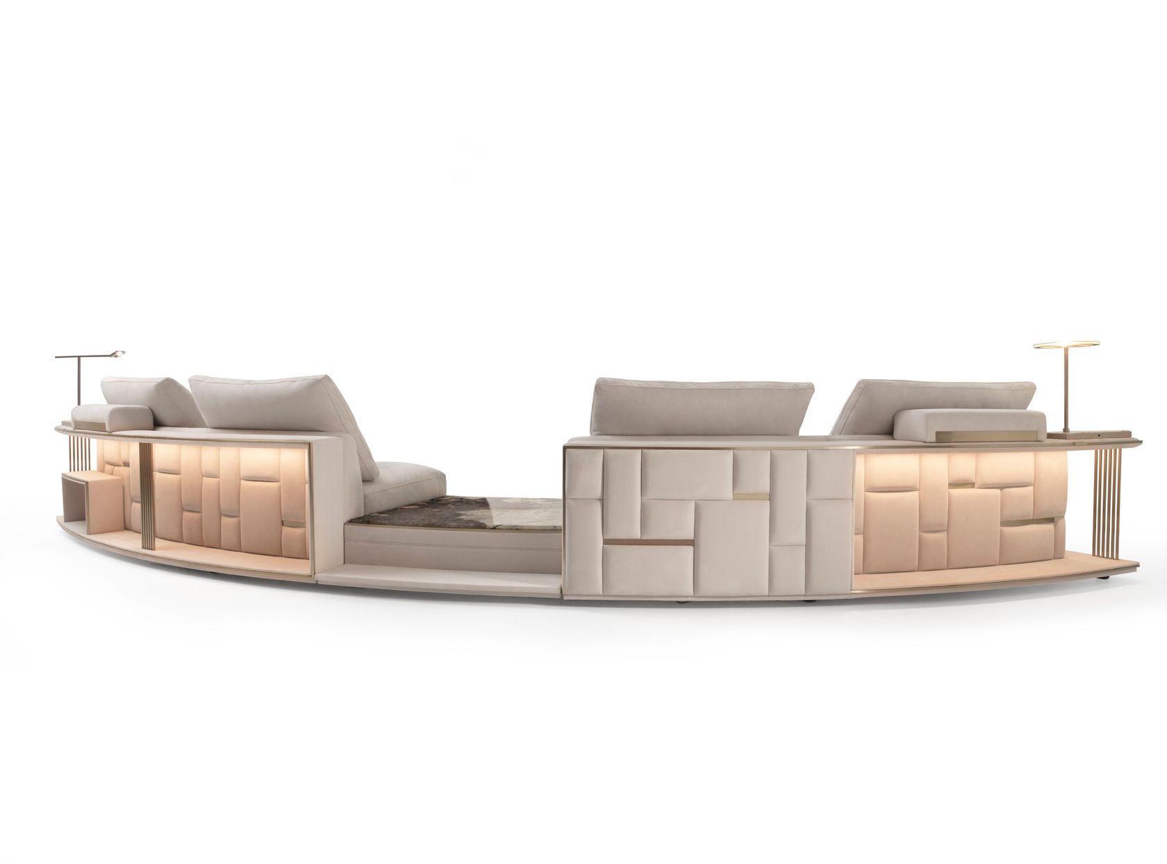 BABYLON RACK CIRCLE Curved modular leather sofa By Visionnaire | design Alessandro La Spada