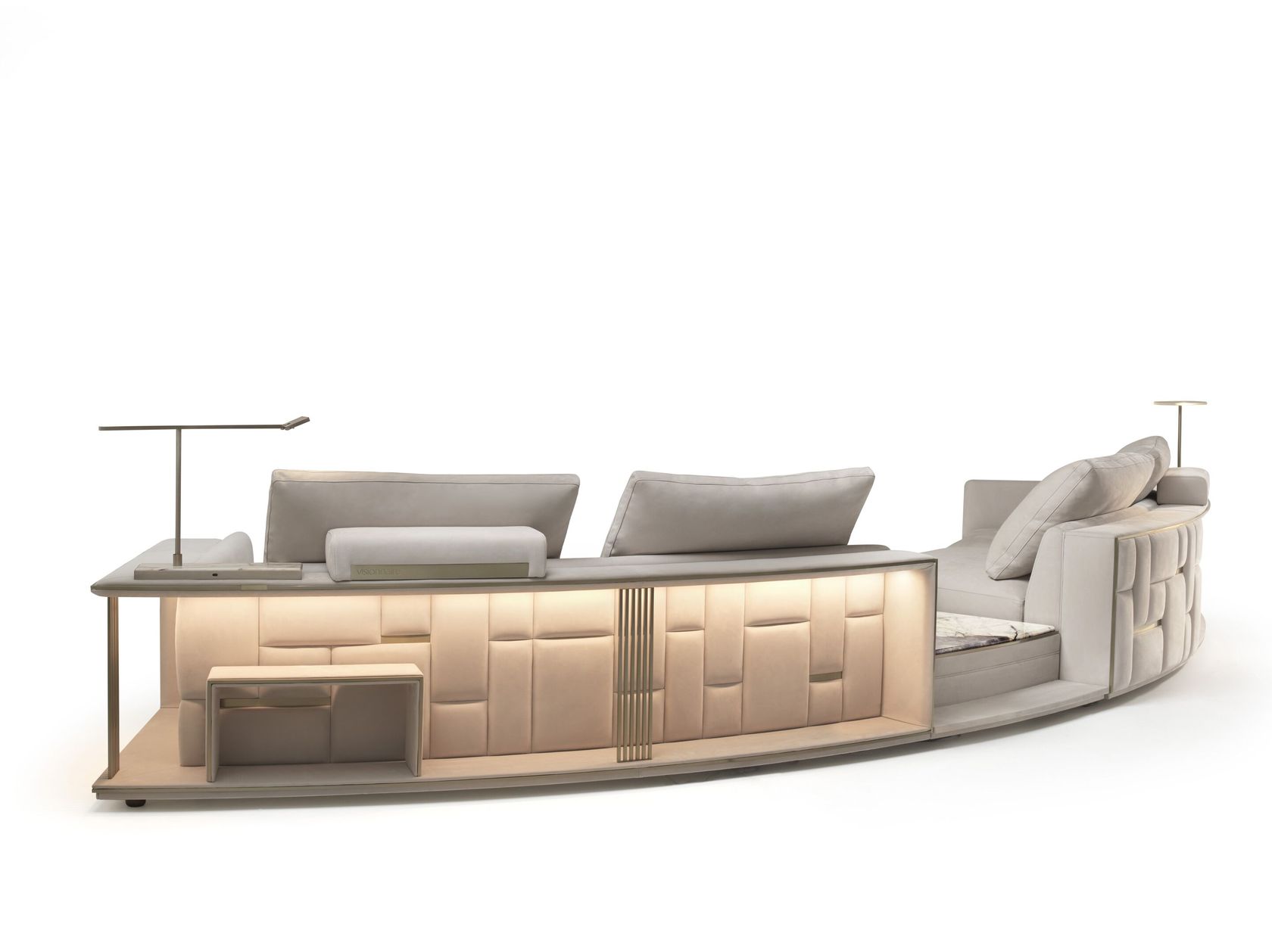 BABYLON RACK CIRCLE Curved modular leather sofa By Visionnaire | design Alessandro La Spada