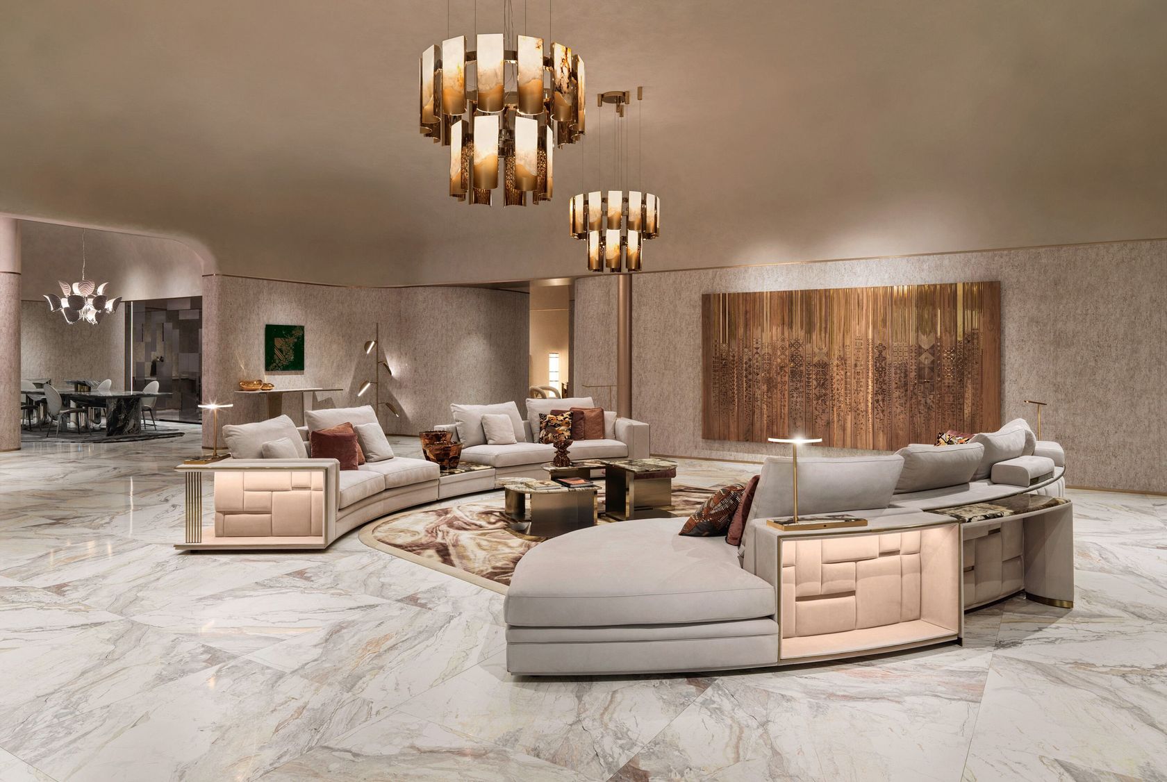 BABYLON RACK CIRCLE Curved modular leather sofa By Visionnaire | design Alessandro La Spada