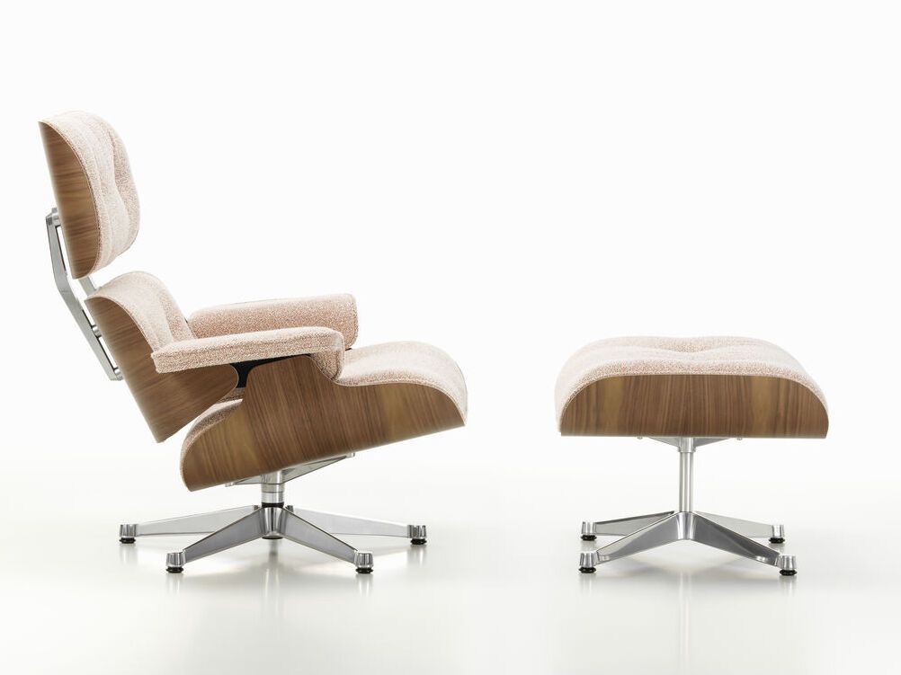 EAMES LOUNGE CHAIR & OTTOMAN NUBIA Swivel fabric armchair with ...