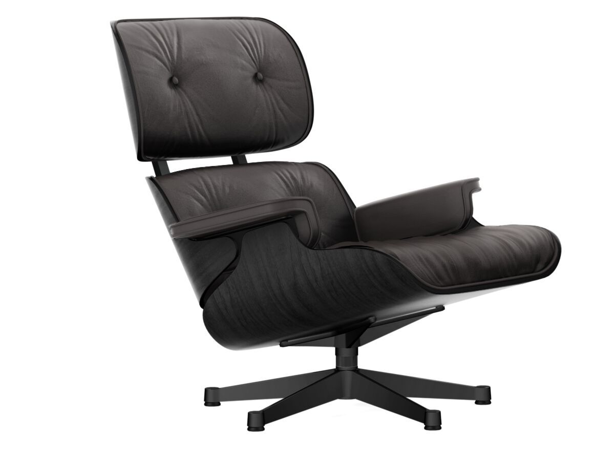 Poltrona girevole in pelle con braccioli EAMES LOUNGE CHAIR BLACK ...