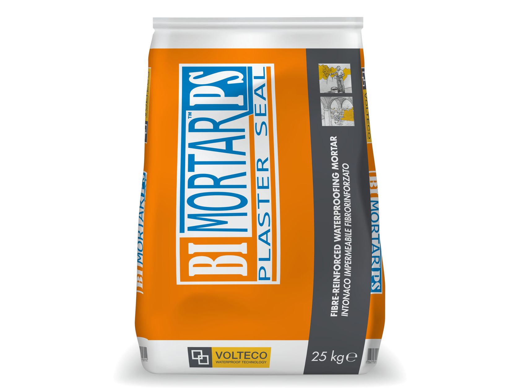 BI MORTAR Plaster Seal Intonaco impermeabile fibrorinforzato By Volteco