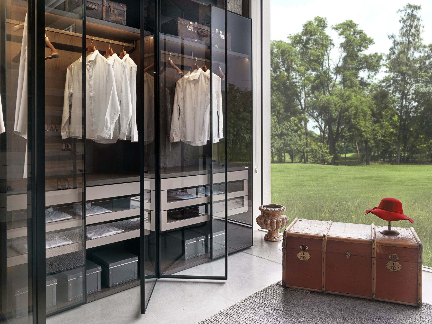 Custom walk-in wardrobe with integrated lighting WALK IN By Zajc