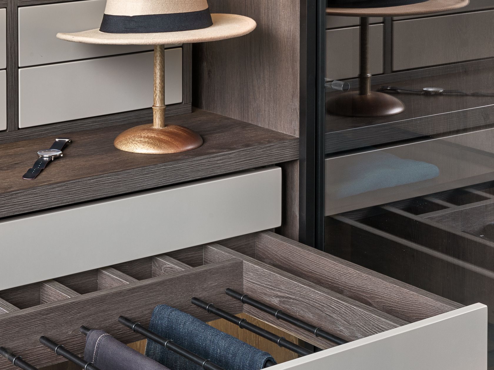 Custom walk-in wardrobe with integrated lighting WALK IN By Zajc