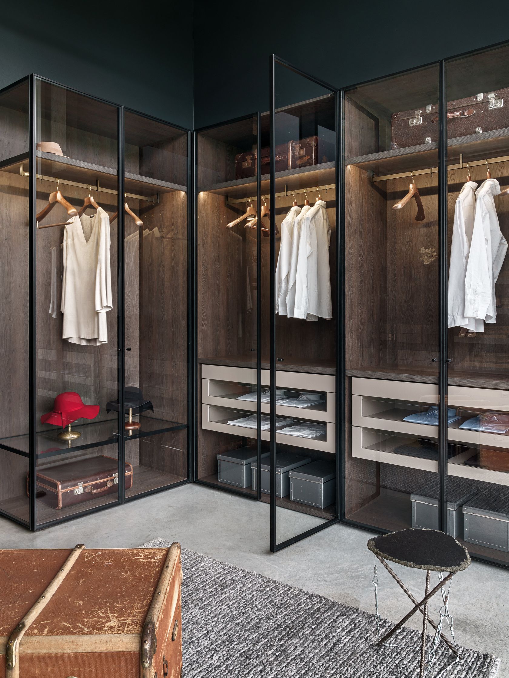 Custom walk-in wardrobe with integrated lighting WALK IN By Zajc
