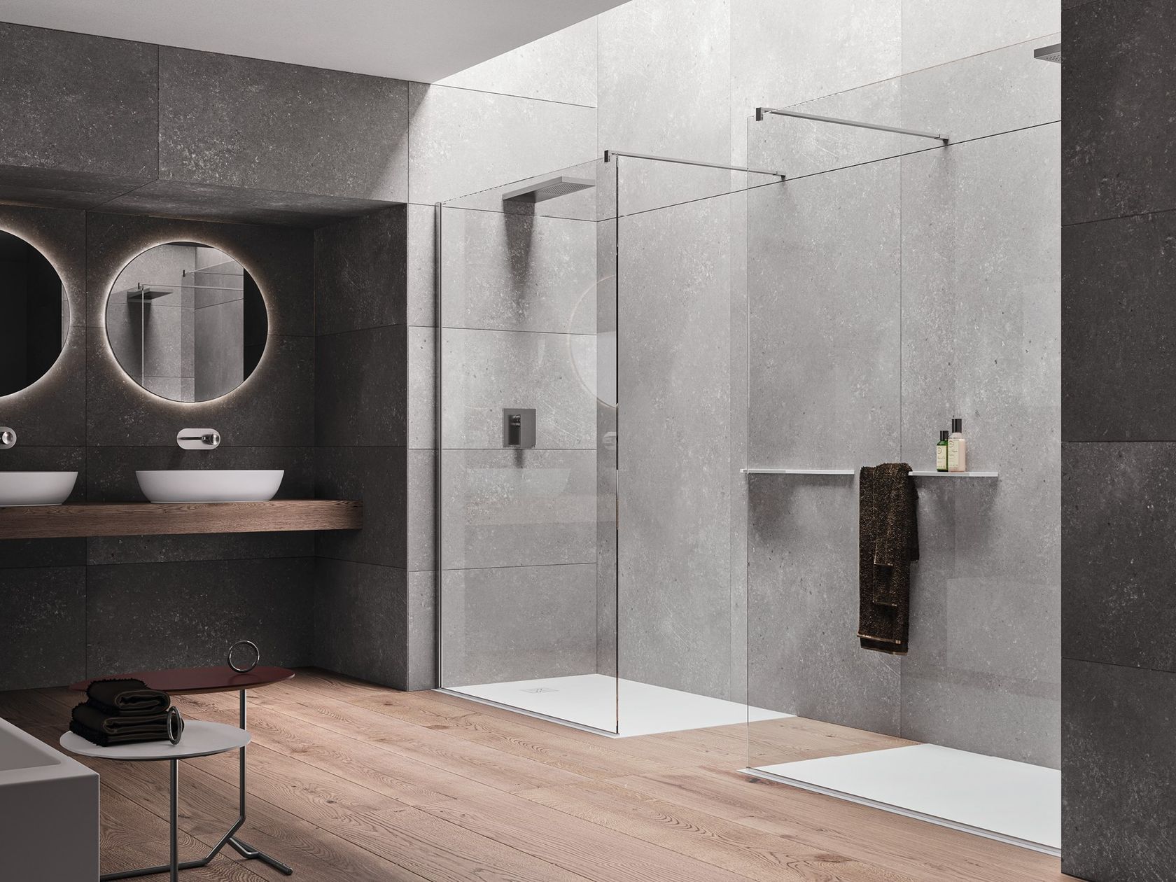 WALL A Doccia walk-in con piatto By RELAX | design Franco Bertoli