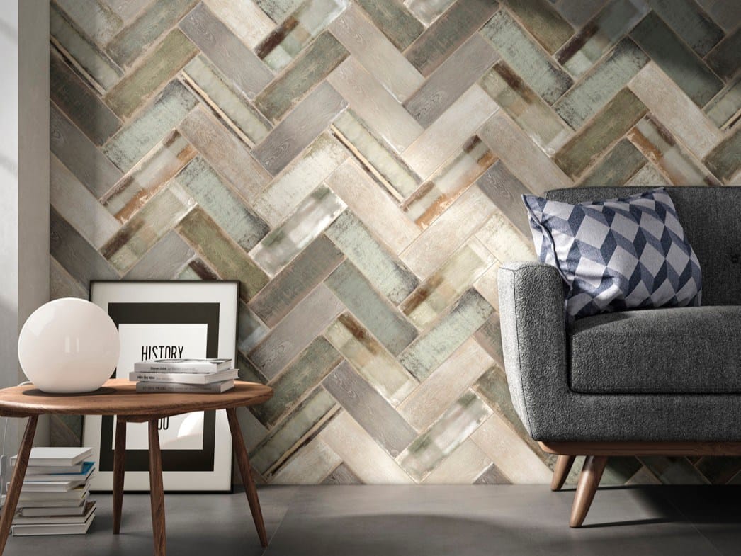 Porcelain stoneware wall tiles with wood effect WHEAT By Iris Ceramica