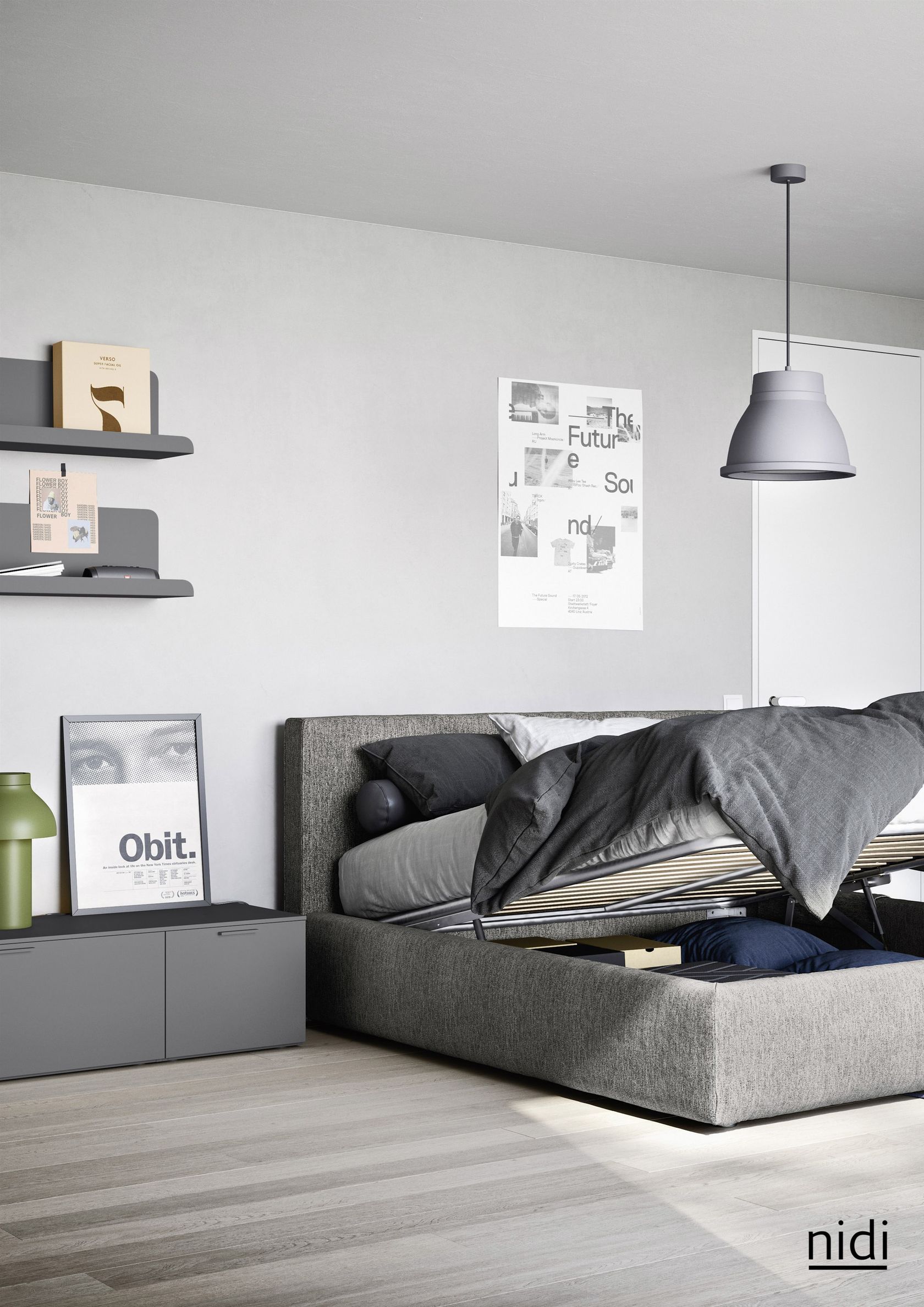 WIND Upholstered double bed By Nidi