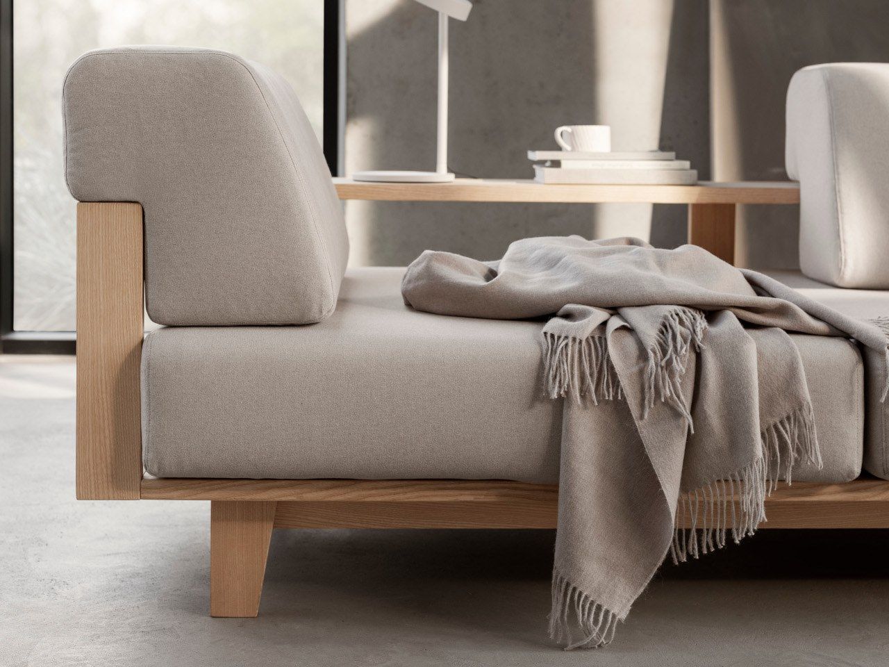 WOOD 2 seater fabric sofa By SOFTLINE | design Jakob Schenk